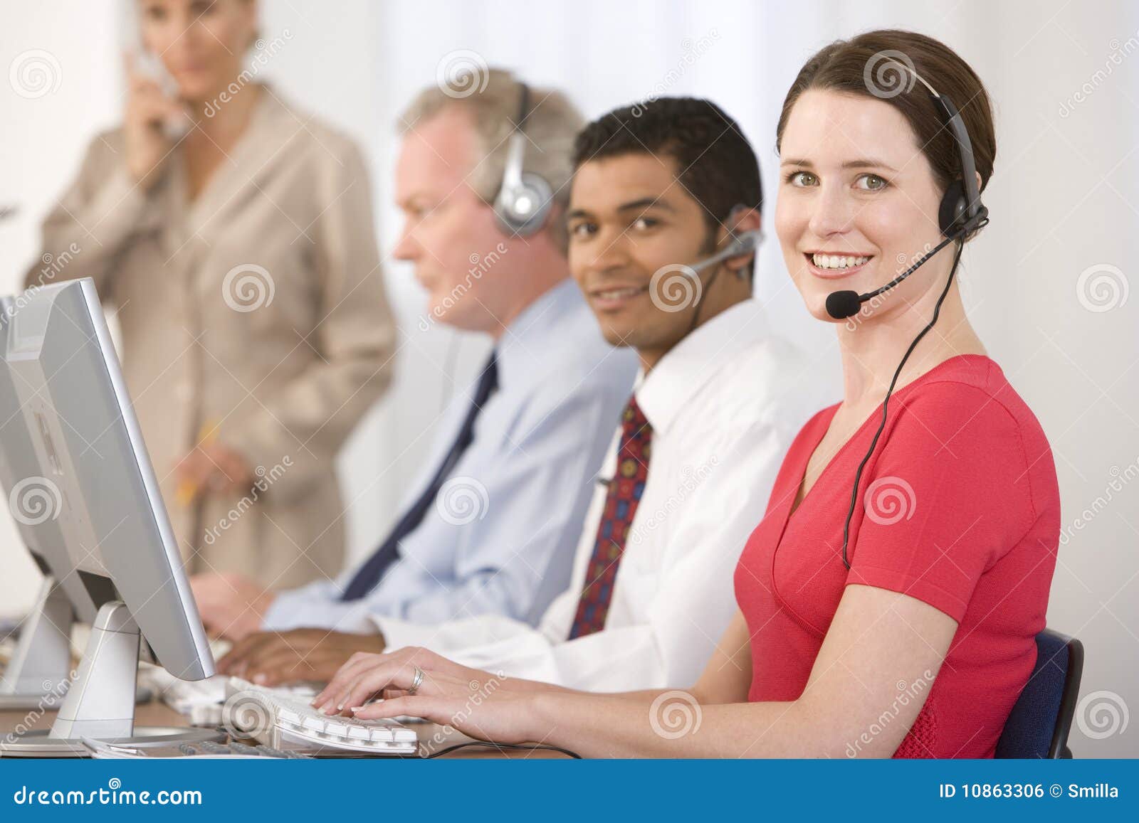 Portrait of Telephone Operator. Stock Photo - Image of business ...