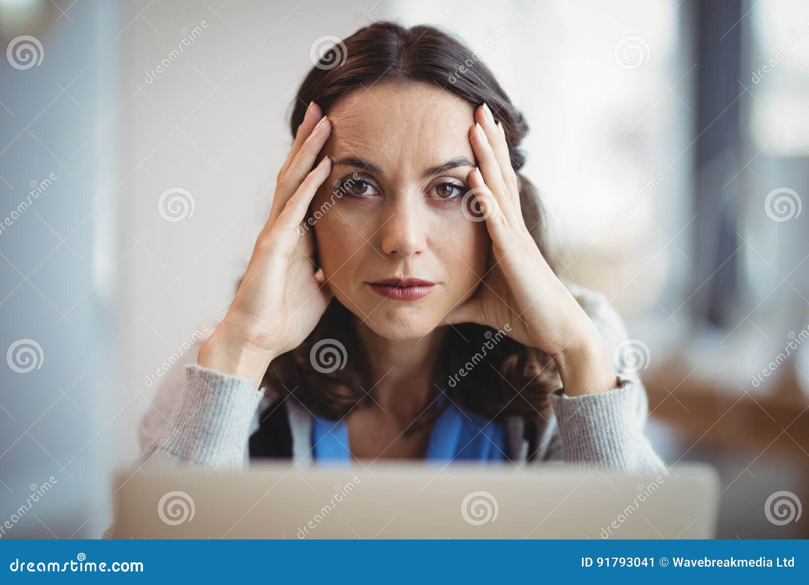 Portrait of Tensed Executive Stock Image - Image of electronic ...