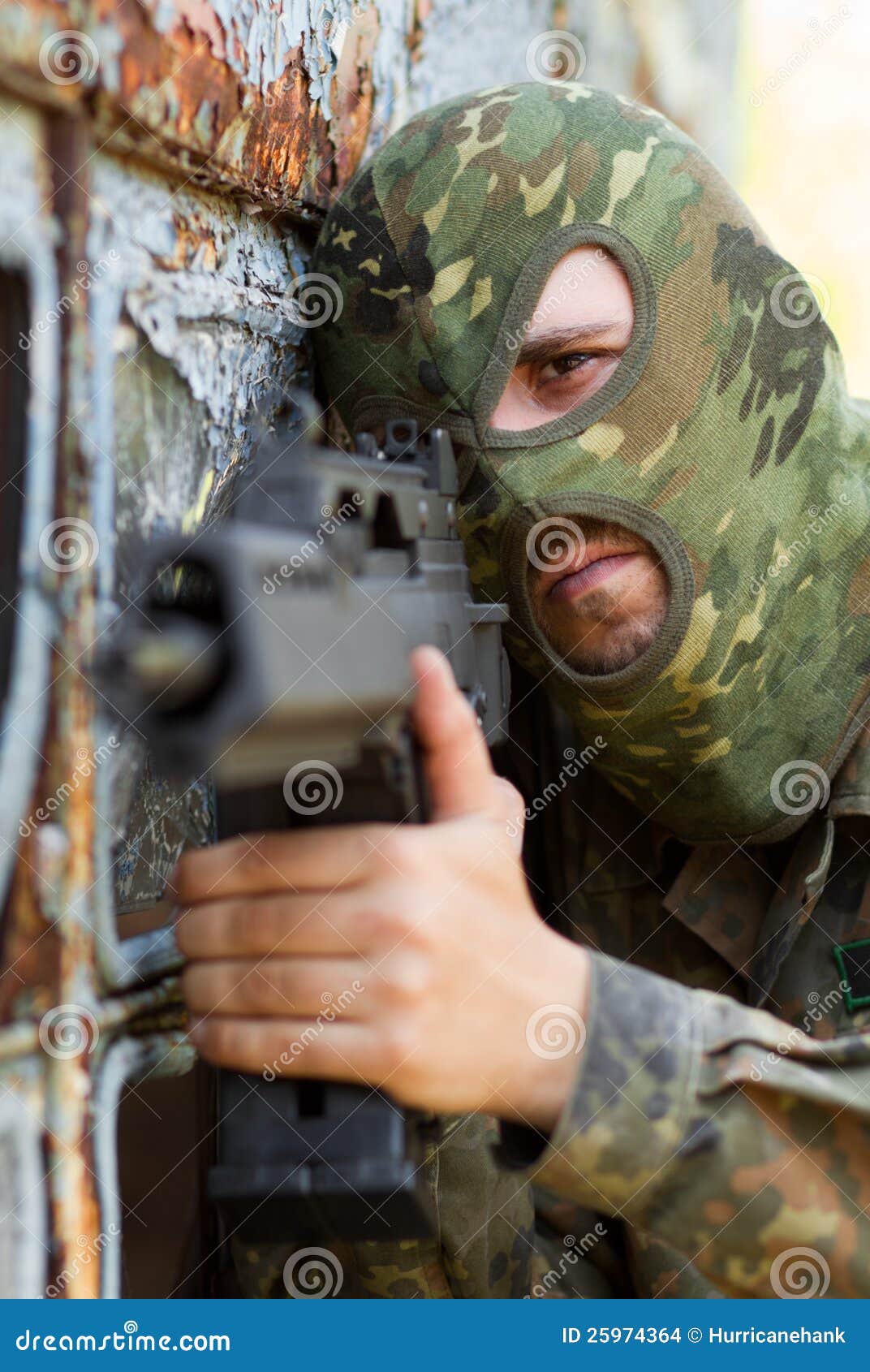 Portrait of Terrorist with a Gun Stock Photo - Image of ammunition ...