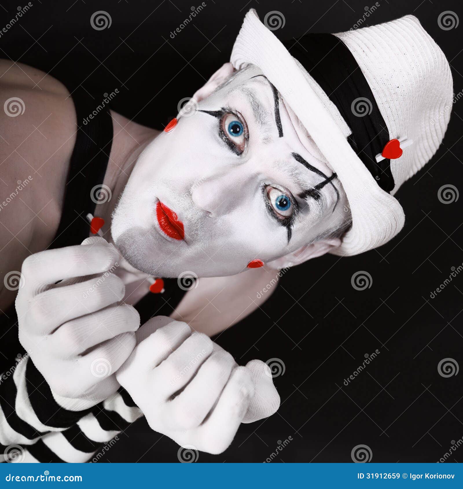 Portrait of a Theater Actor with Mime Makeup Stock Image - Image of ...
