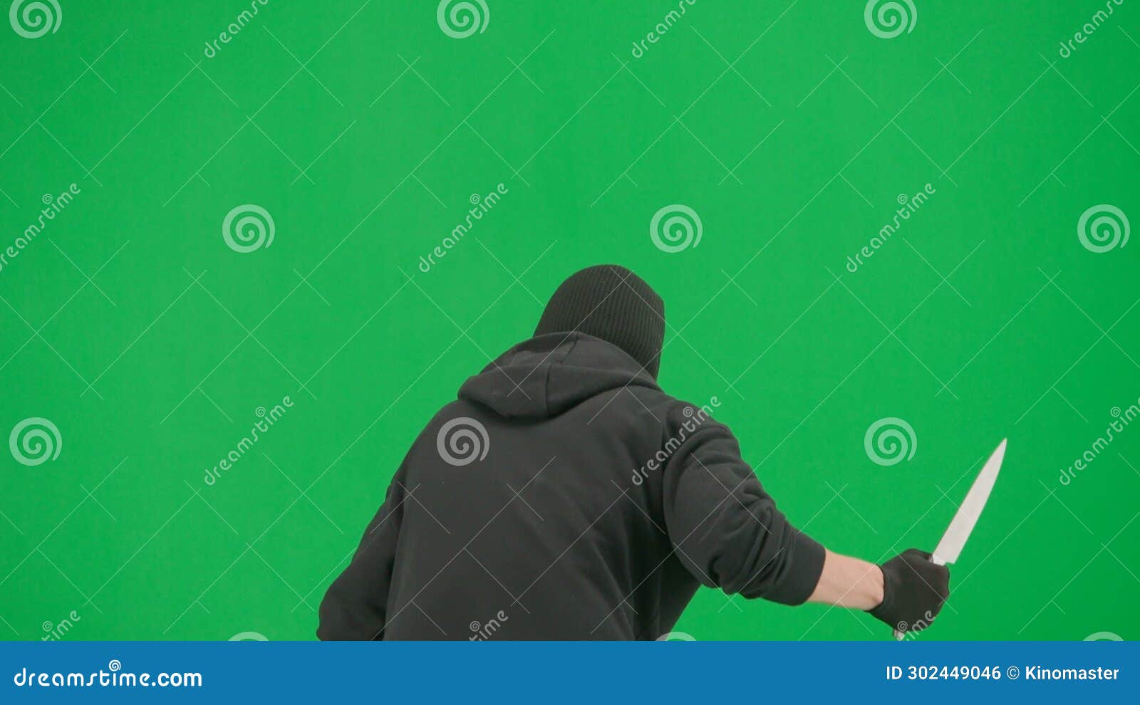 Portrait Of Thief On Chroma Key Green Screen Background Man Robber In