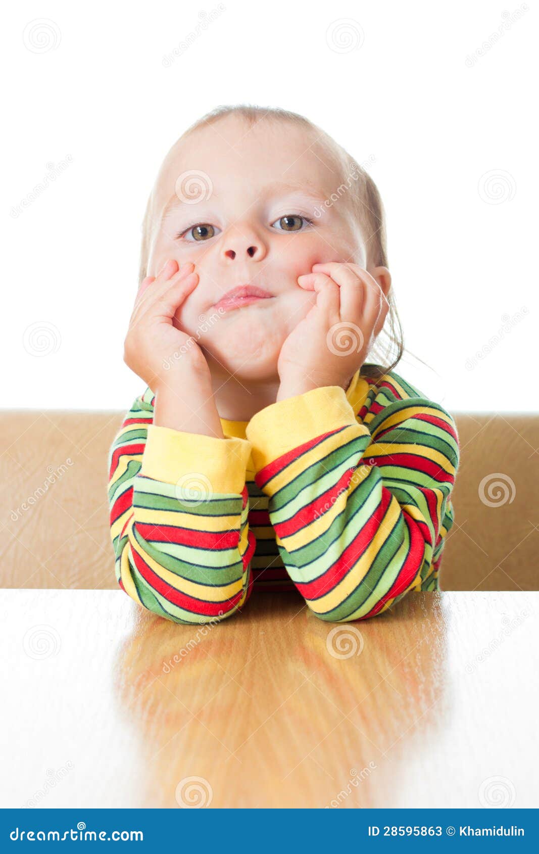 Portrait of Thinking Baby Boy Stock Image - Image of contemplation ...