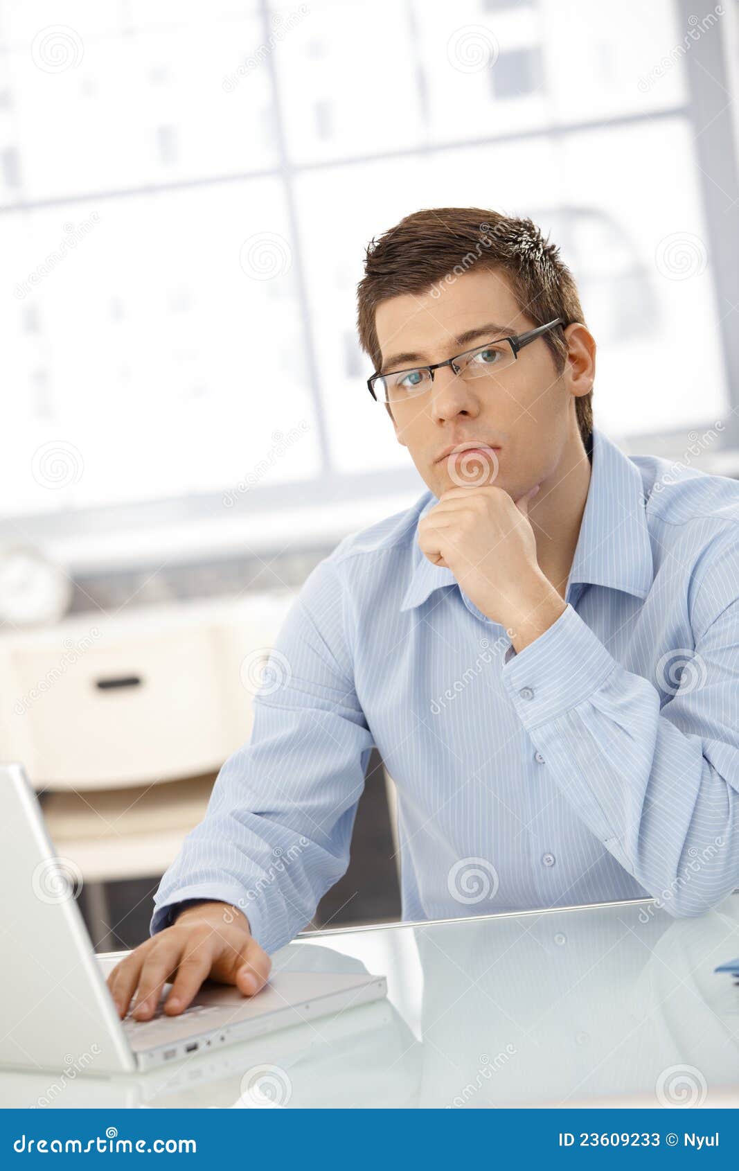 Portrait of Thinking Businessman Stock Image - Image of alone, indoors ...