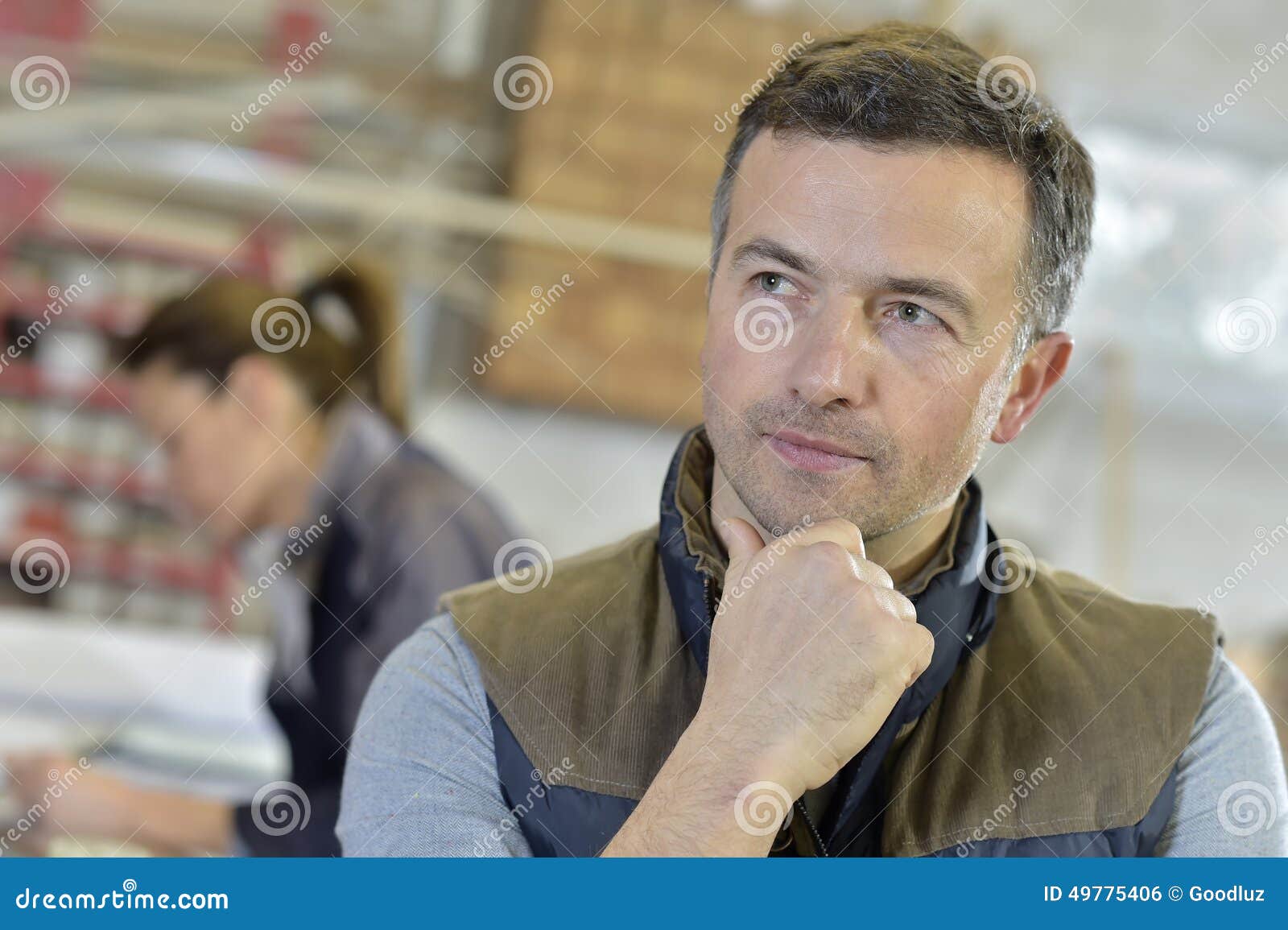 Portrait of Thinking Carpenter Stock Photo - Image of explaining ...
