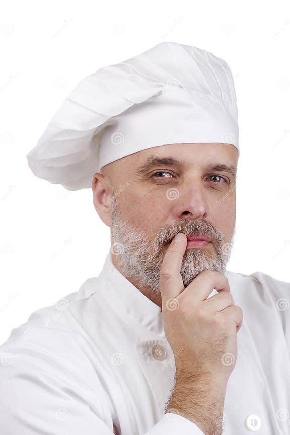 Portrait of a Thinking Chef Stock Photo - Image of finger, cuisine ...
