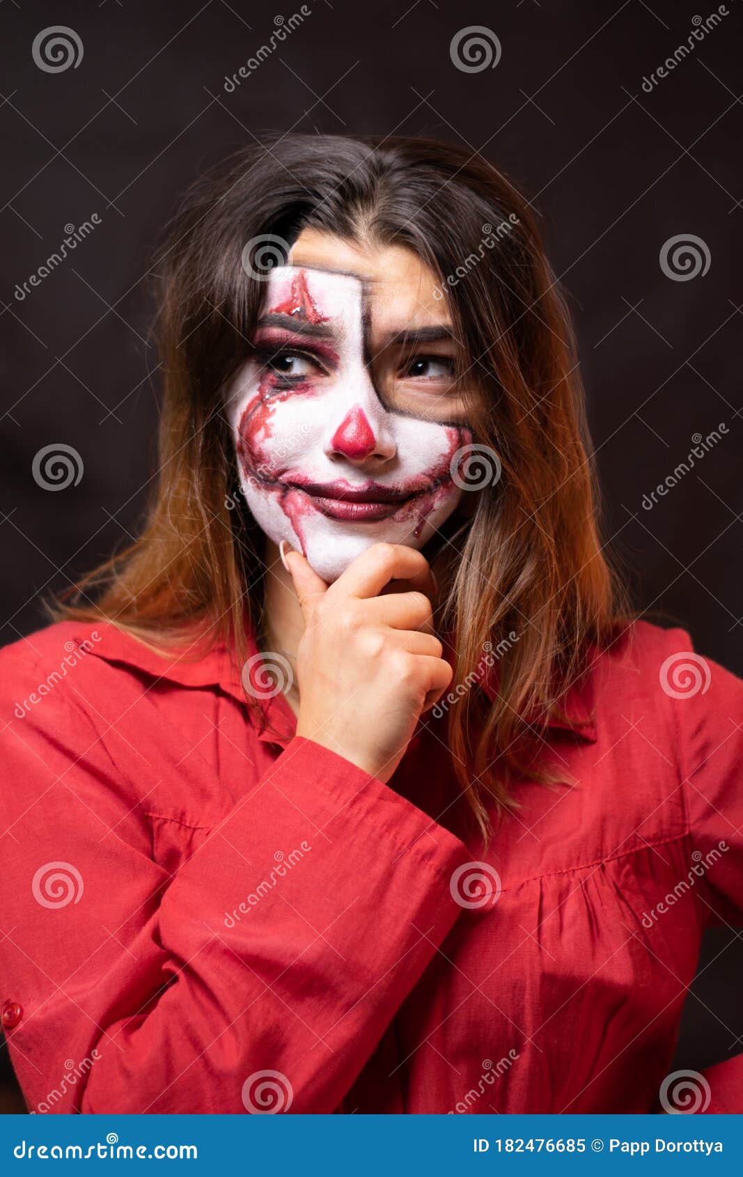 A Portrait of a Thinking Clown Lady Stock Image - Image of inside ...