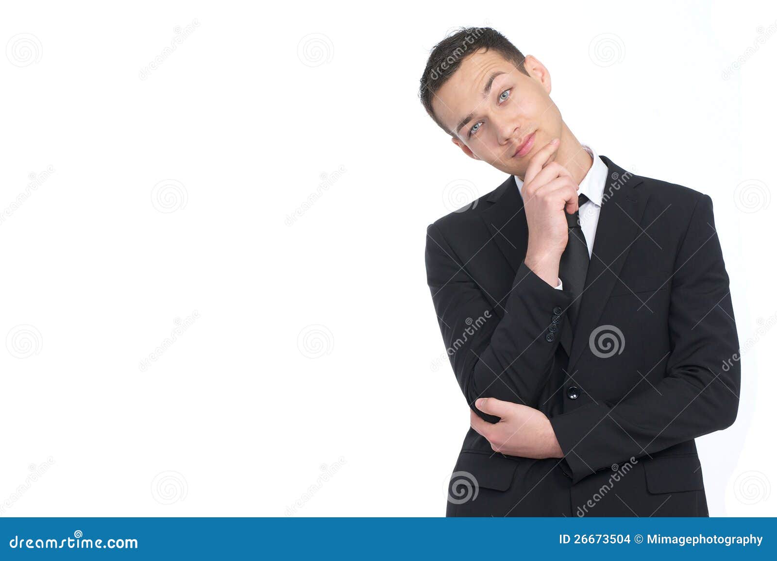 Portrait of a thinking man stock photo. Image of attractive - 26673504