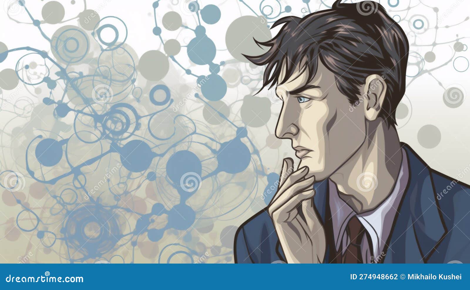 Portrait of a thinking man stock illustration. Illustration of drawing ...