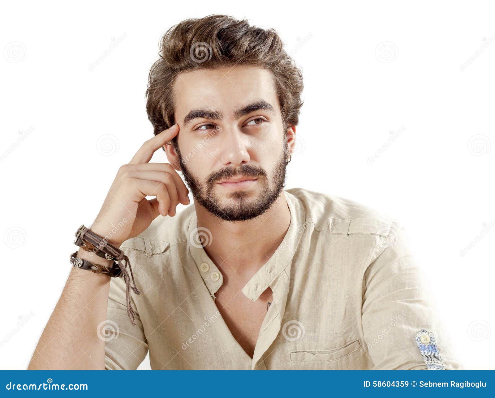 Portrait of thinking man stock image. Image of thoughtful - 58604359