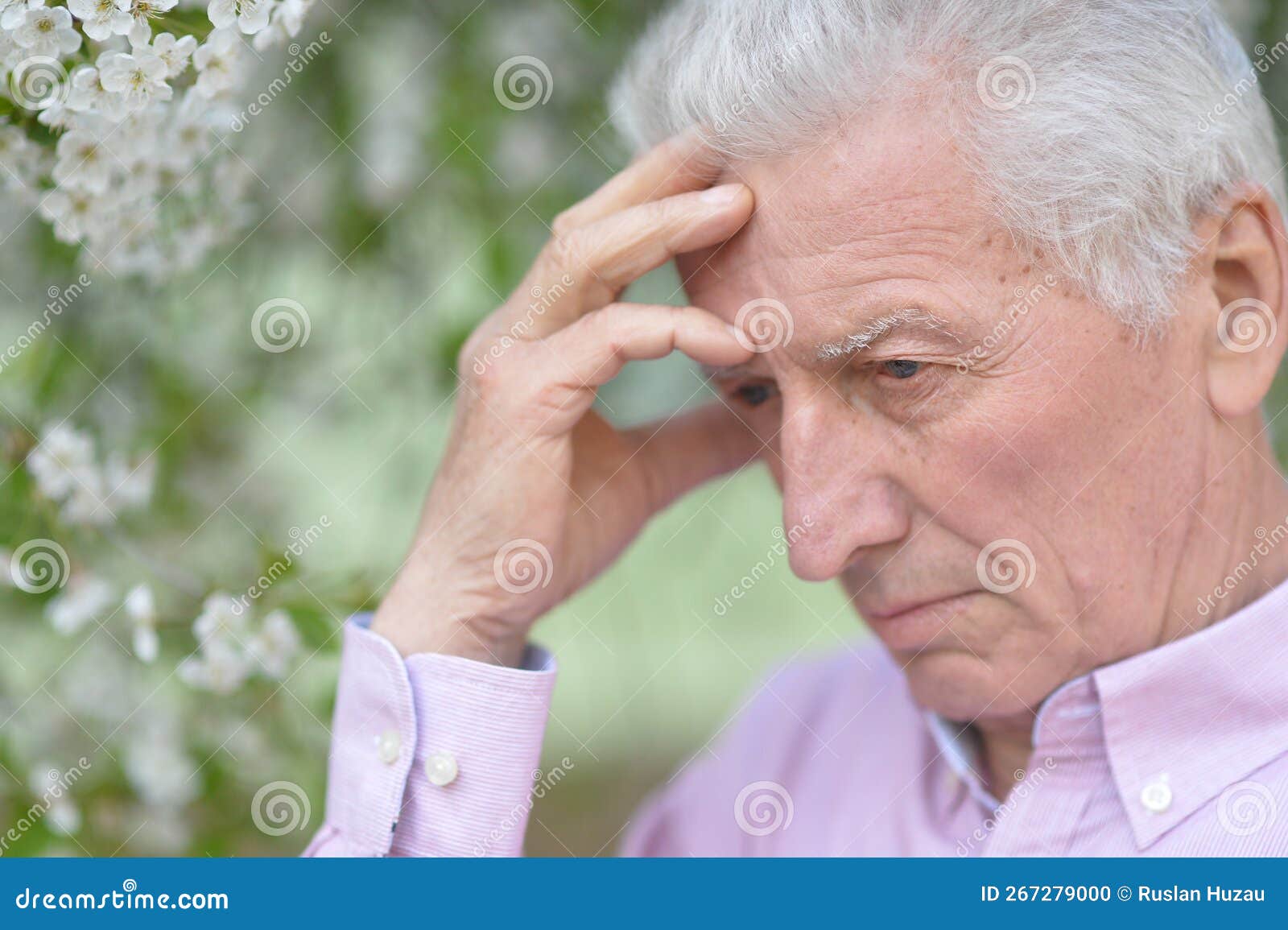 Portrait of Thinking Old Man in Park Stock Photo - Image of portrait ...
