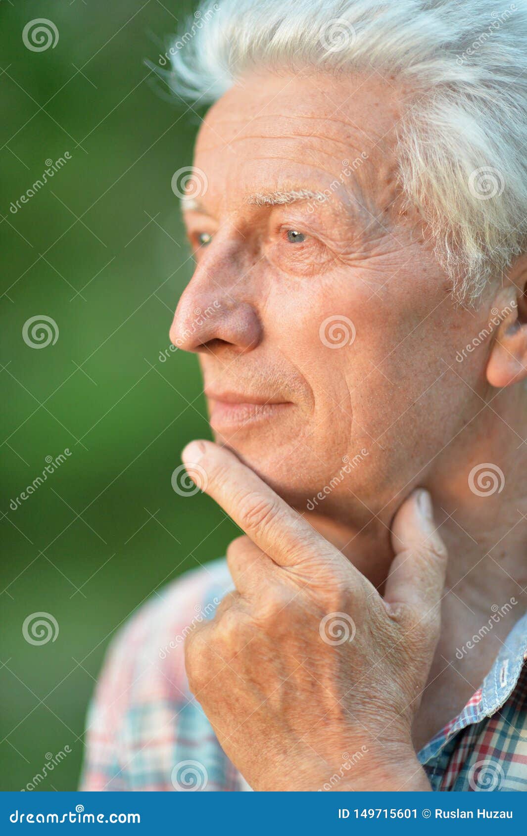 Portrait of Thinking Senior Man in Park Stock Image - Image of person ...