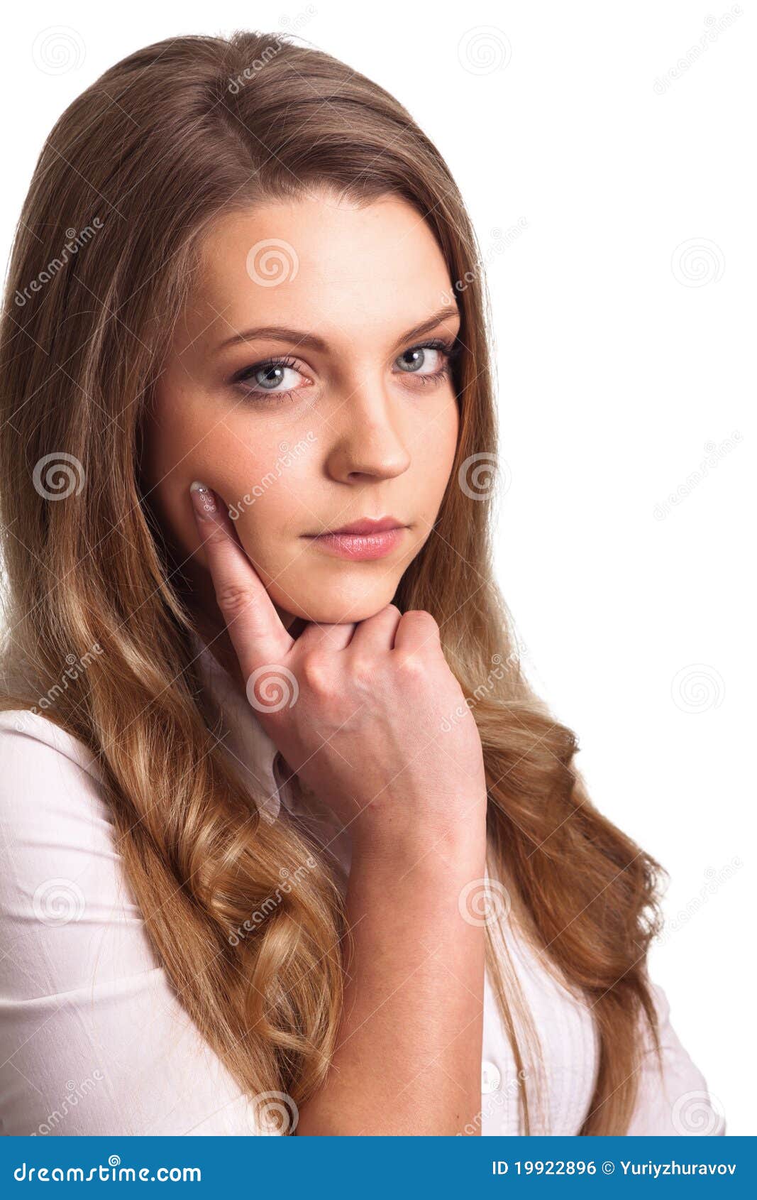 Portrait of a Thinking Woman Stock Photo - Image of casual, cute: 19922896