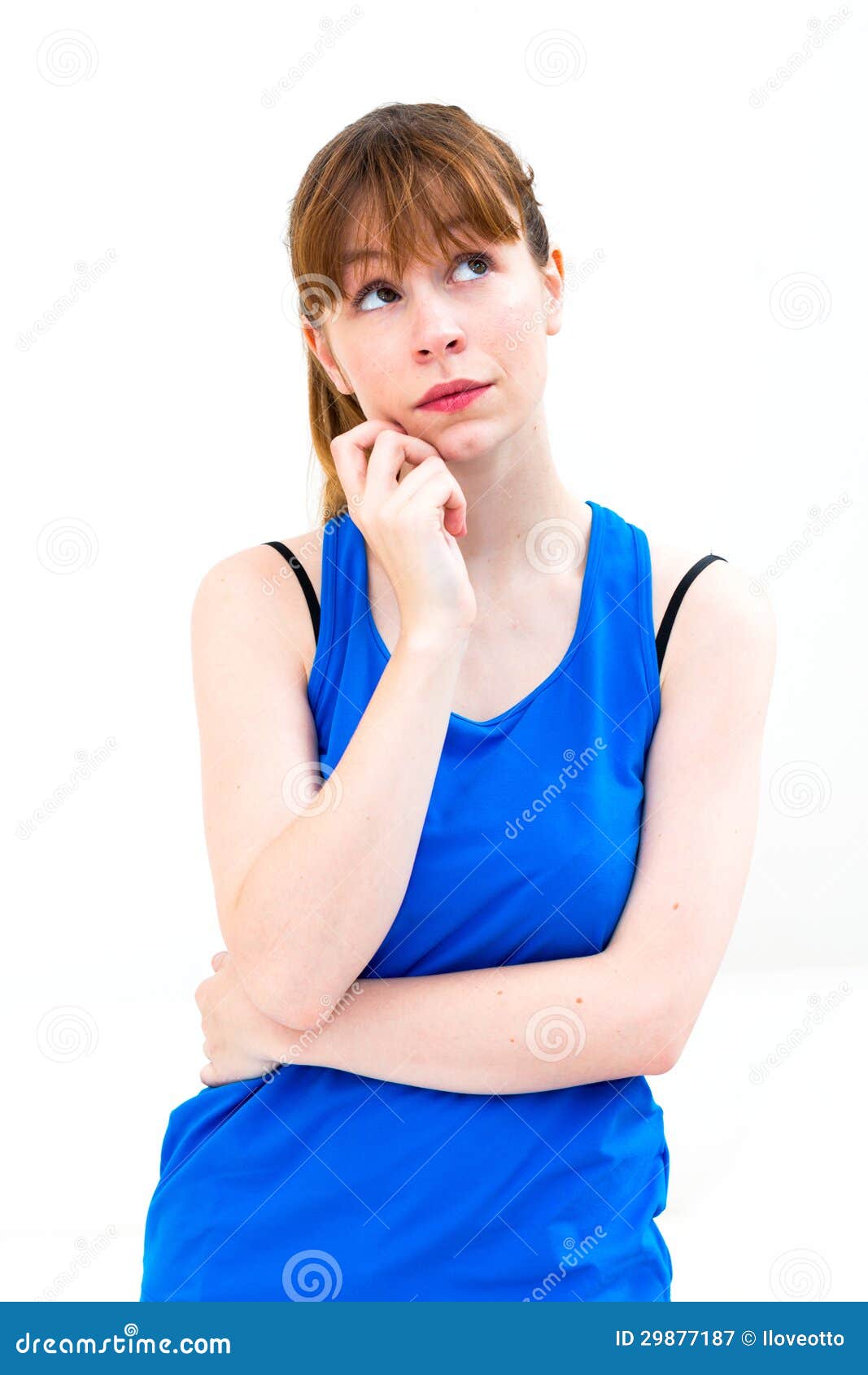 Thinking woman looking up stock image. Image of caucasian - 29877187