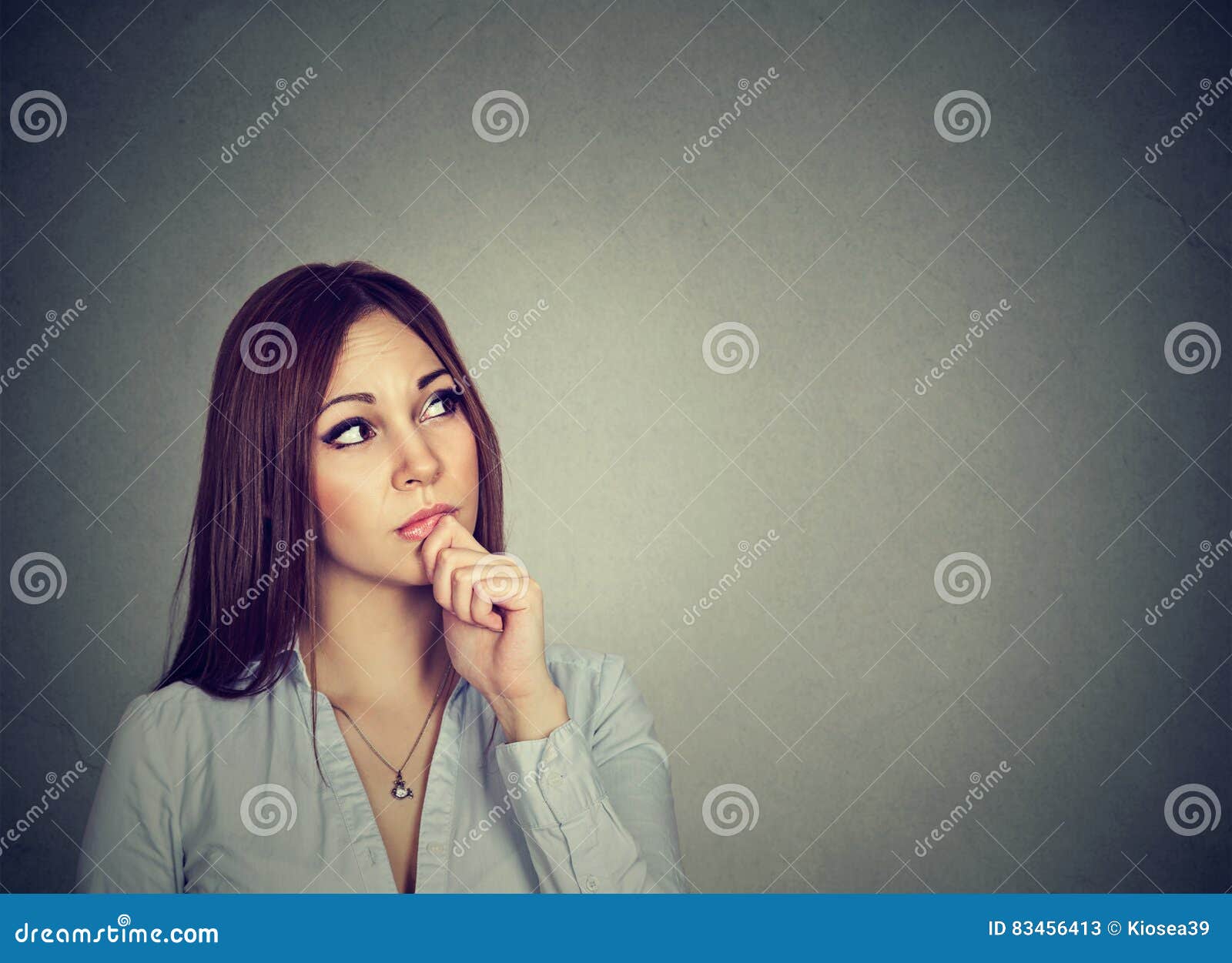 Portrait of a Thinking Woman Stock Image - Image of lady, background ...