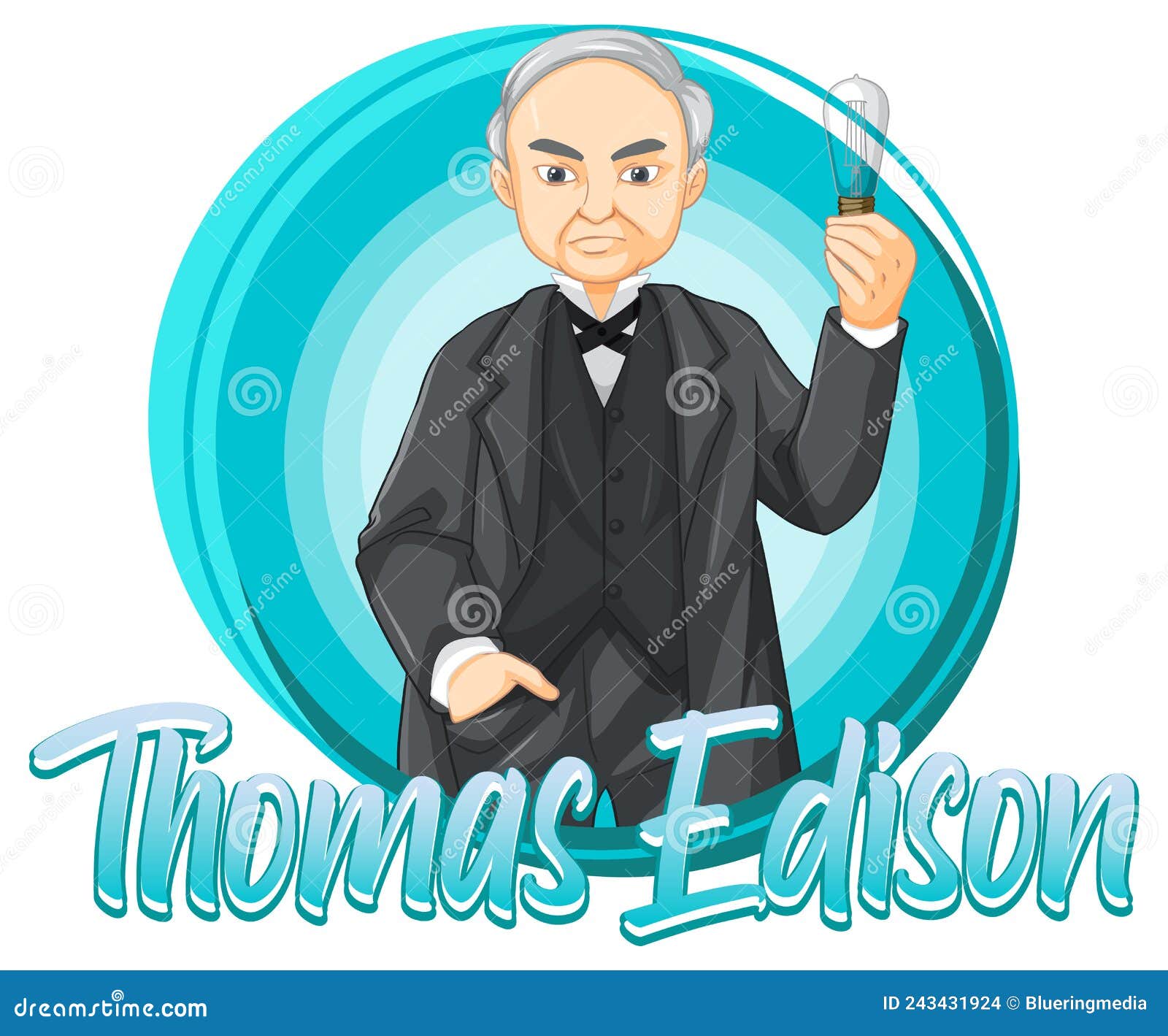 Thomas Edison Line Art Portrait, Vector | CartoonDealer.com #154828592