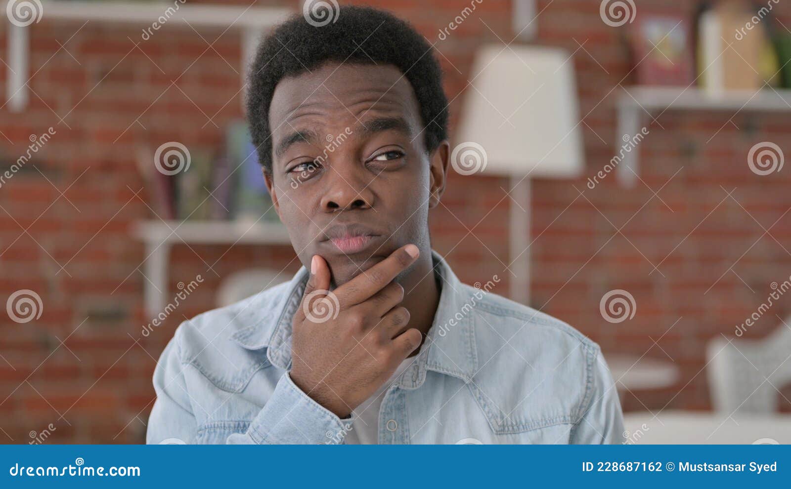 Portrait of Thoughtful African Man Thinking Stock Photo - Image of ...