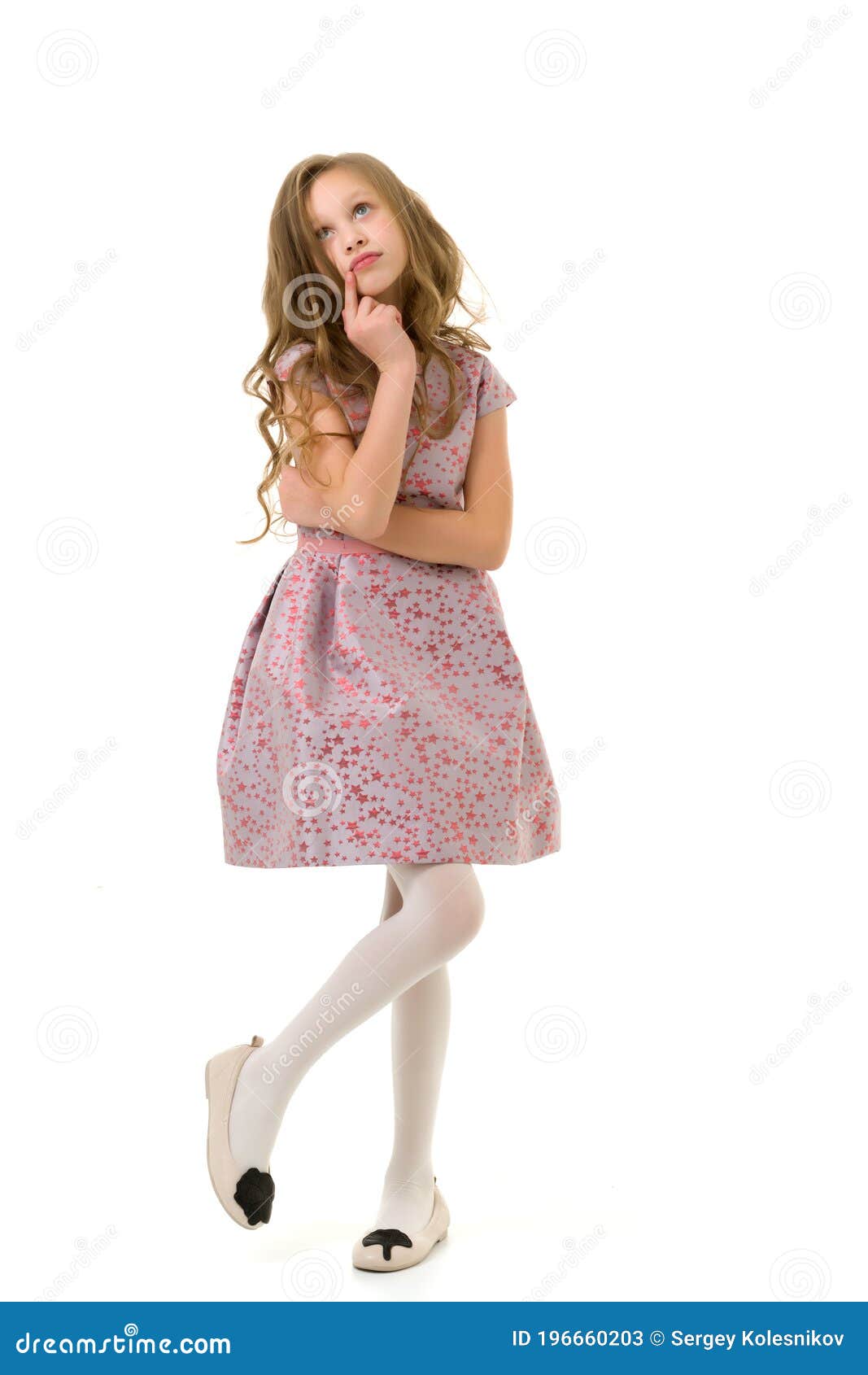 Portrait of Thoughtful Beautiful Blonde Girl Standing on One Leg Stock ... Portrait of Thoughtful Beautiful Blonde Girl Standing on One Leg Stock ...