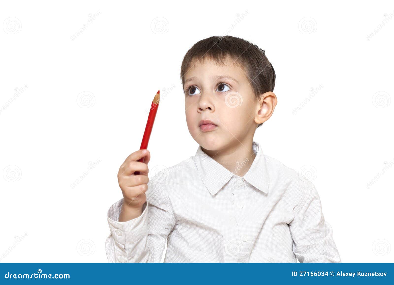 Portrait of a Thoughtful Boy with Pencil Stock Photo - Image of ...
