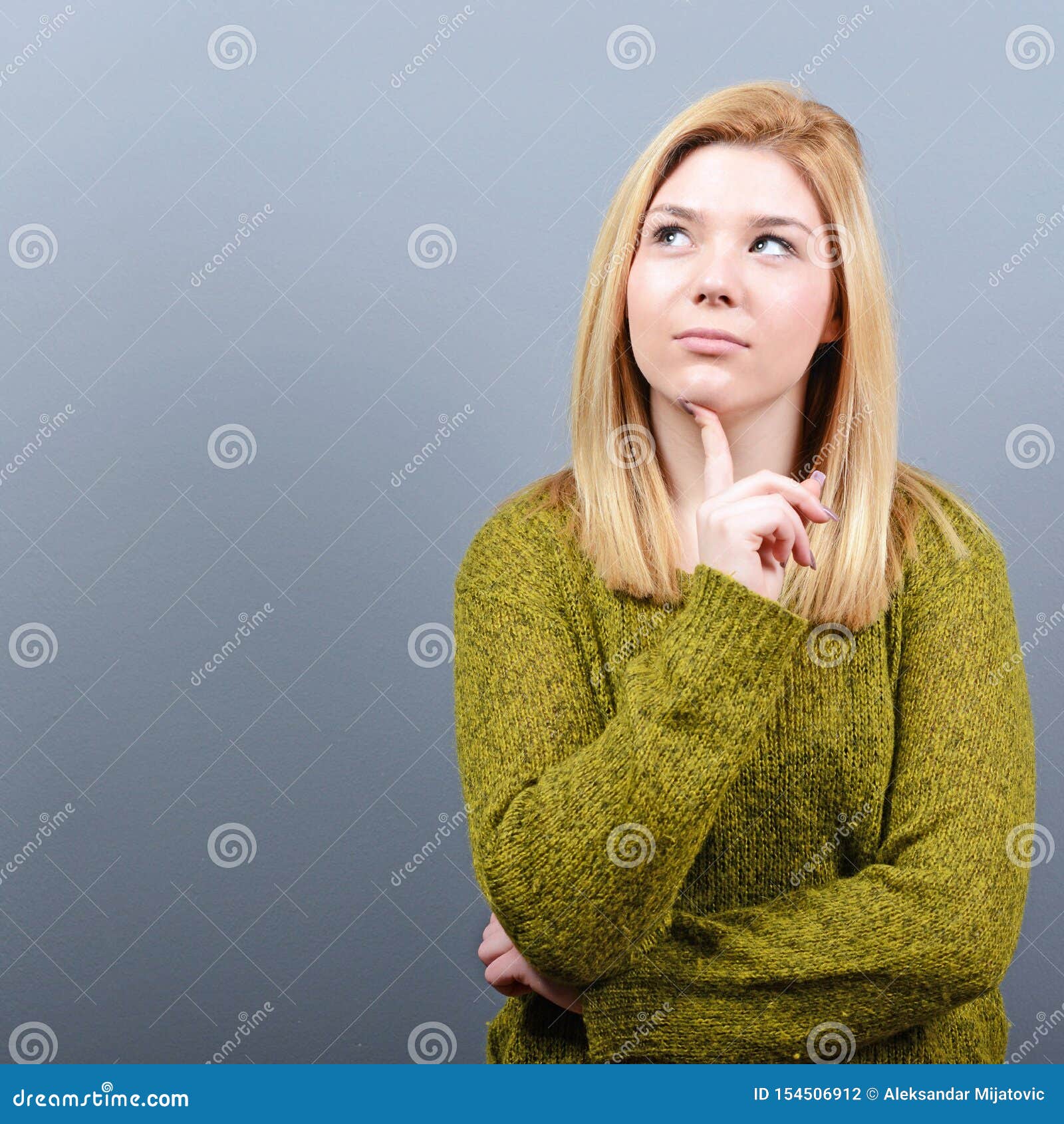 Portrait of Thoughtful Business Woman Against Gray Background Stock ... Portrait of Thoughtful Business Woman Against Gray Background Stock ...