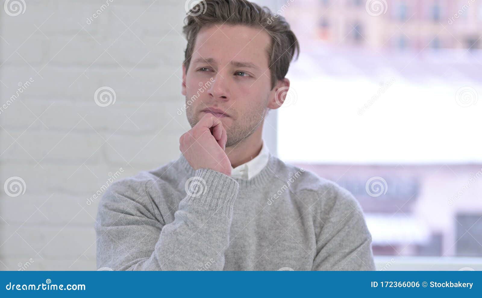 Portrait of Thoughtful Creative Young Man Thinking Stock Photo - Image ...