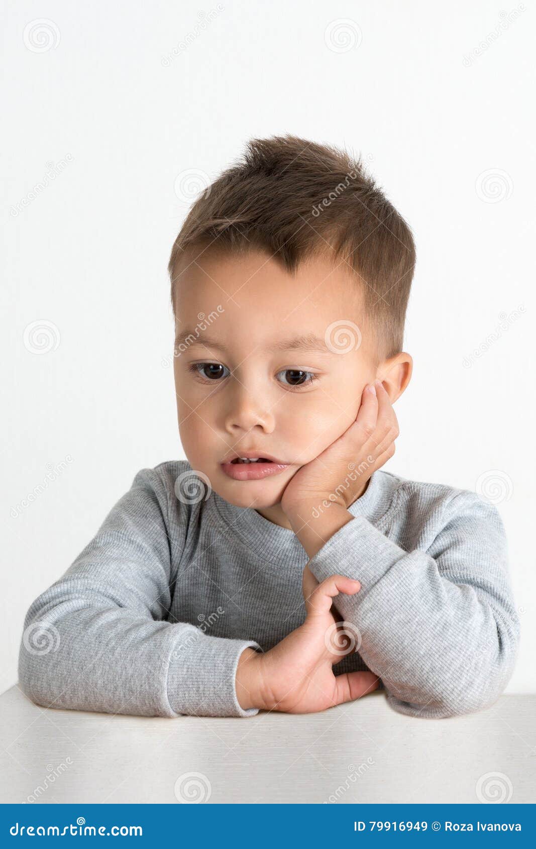 Portrait of a Thoughtful Kid Stock Image - Image of portrait, slim ...