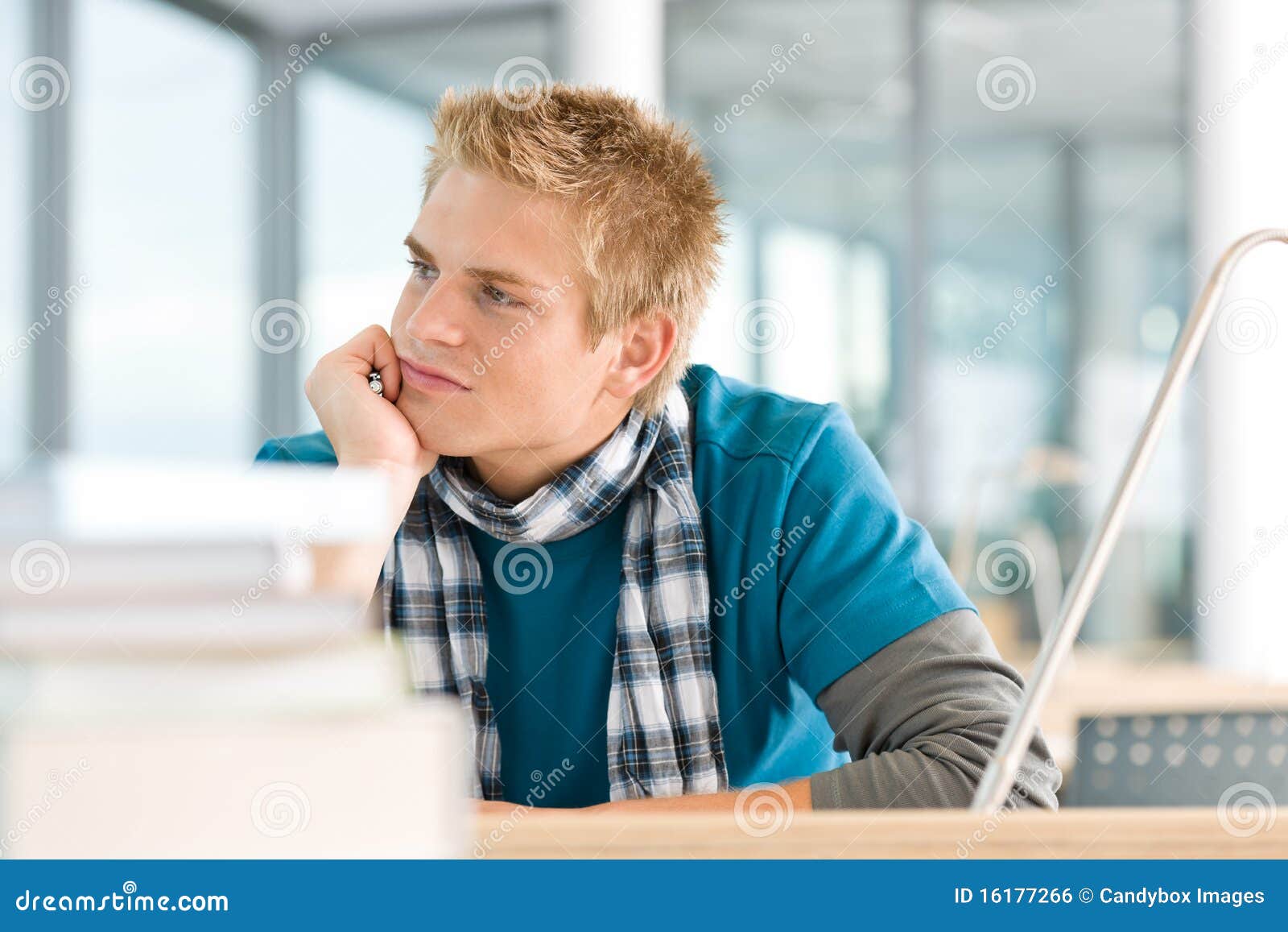 Portrait of Thoughtful Male Student with Books Stock Photo - Image of ...