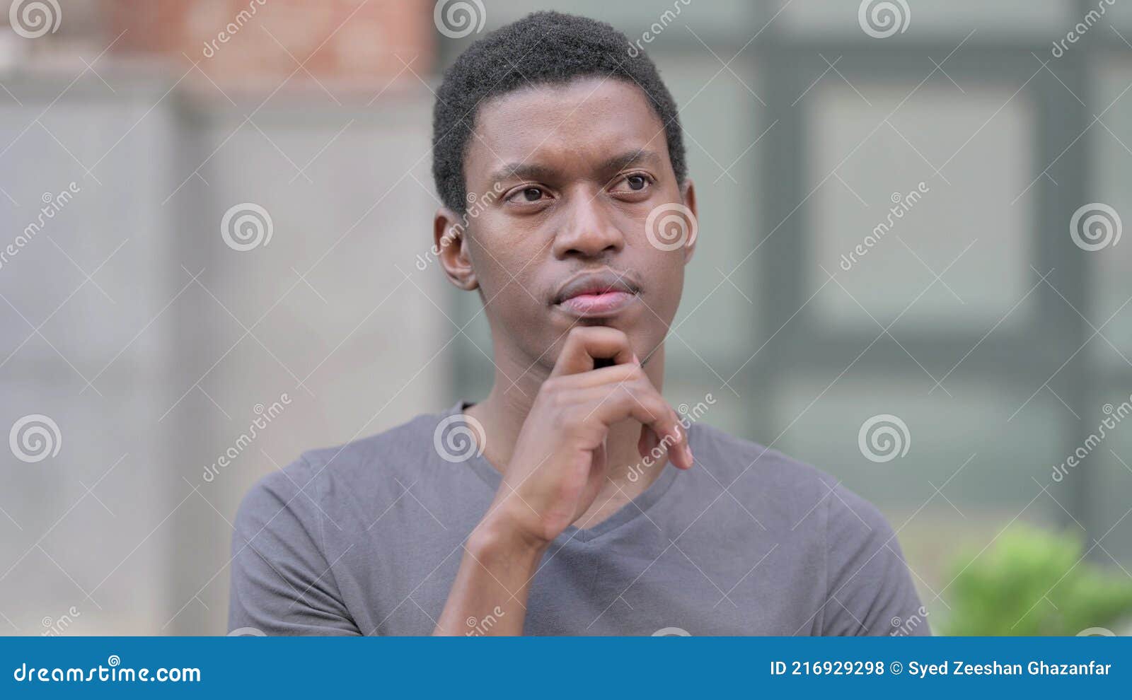 Portrait of Thoughtful Young African Man Thinking Stock Photo - Image ...