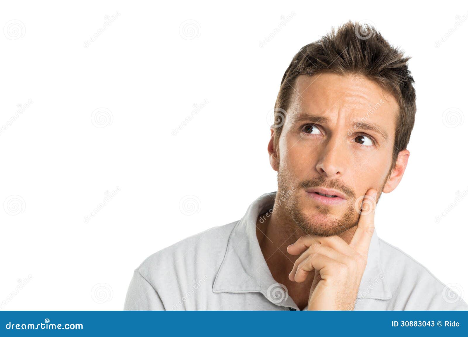 Portrait of Thoughtful Young Man Stock Image - Image of cheek, adult ...