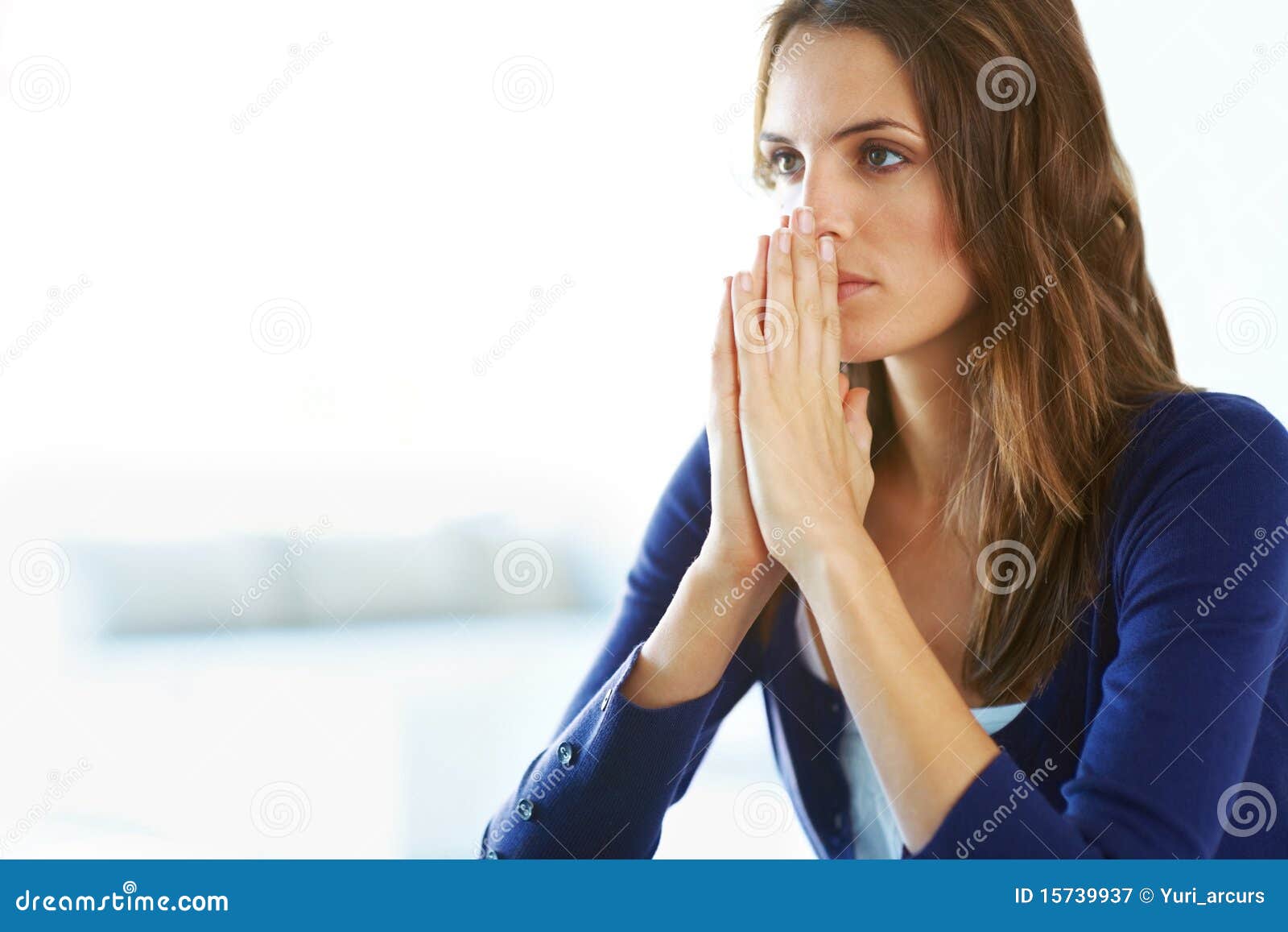 Portrait of Thoughtful Young Woman - Indoor Stock Image - Image of ... Portrait of Thoughtful Young Woman - Indoor Stock Image - Image of ...
