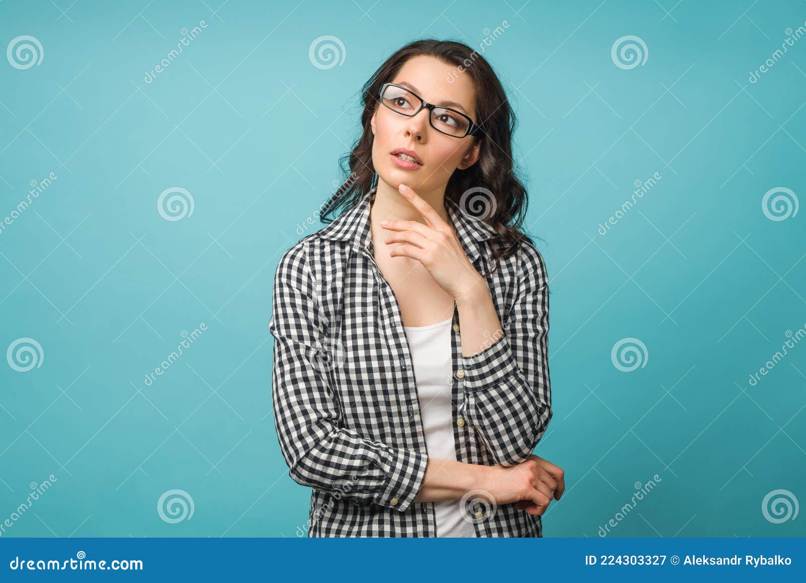 Portrait of a Thoughtful Young Woman Solving a Difficult Problem Stock ...