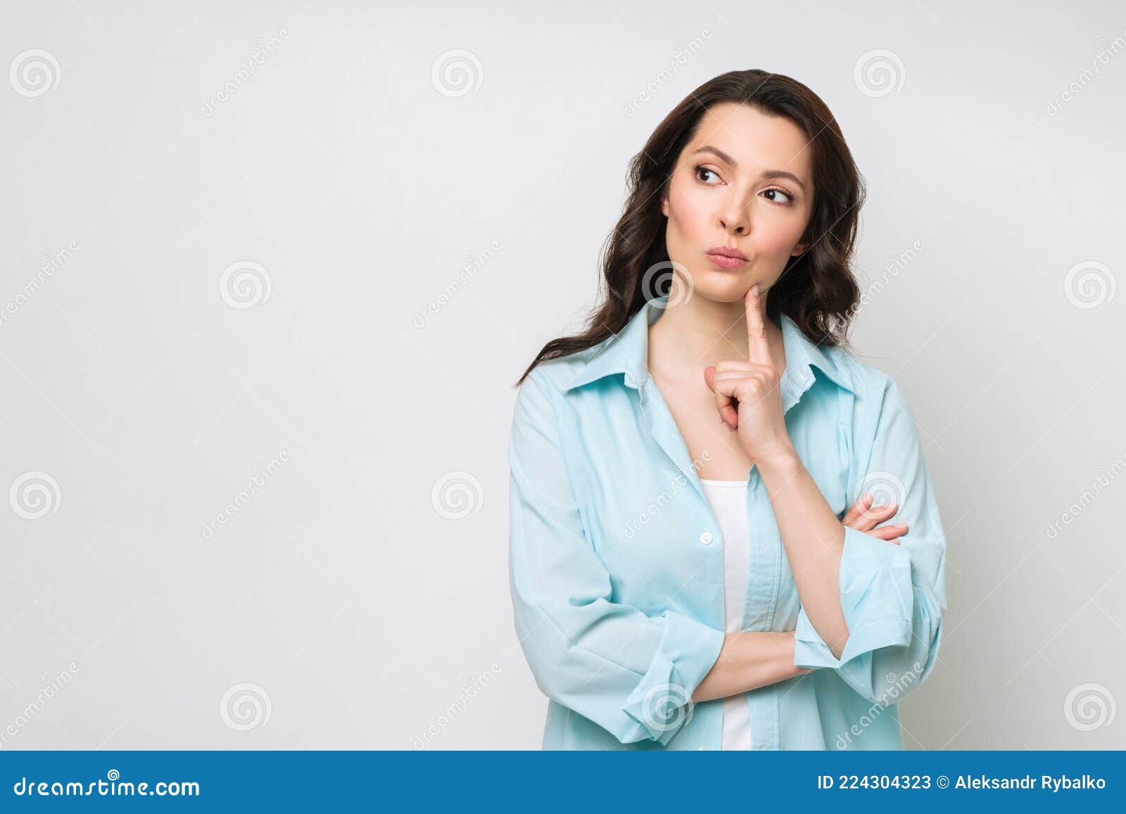 Portrait of a Thoughtful Young Woman Solving a Difficult Problem Stock ...