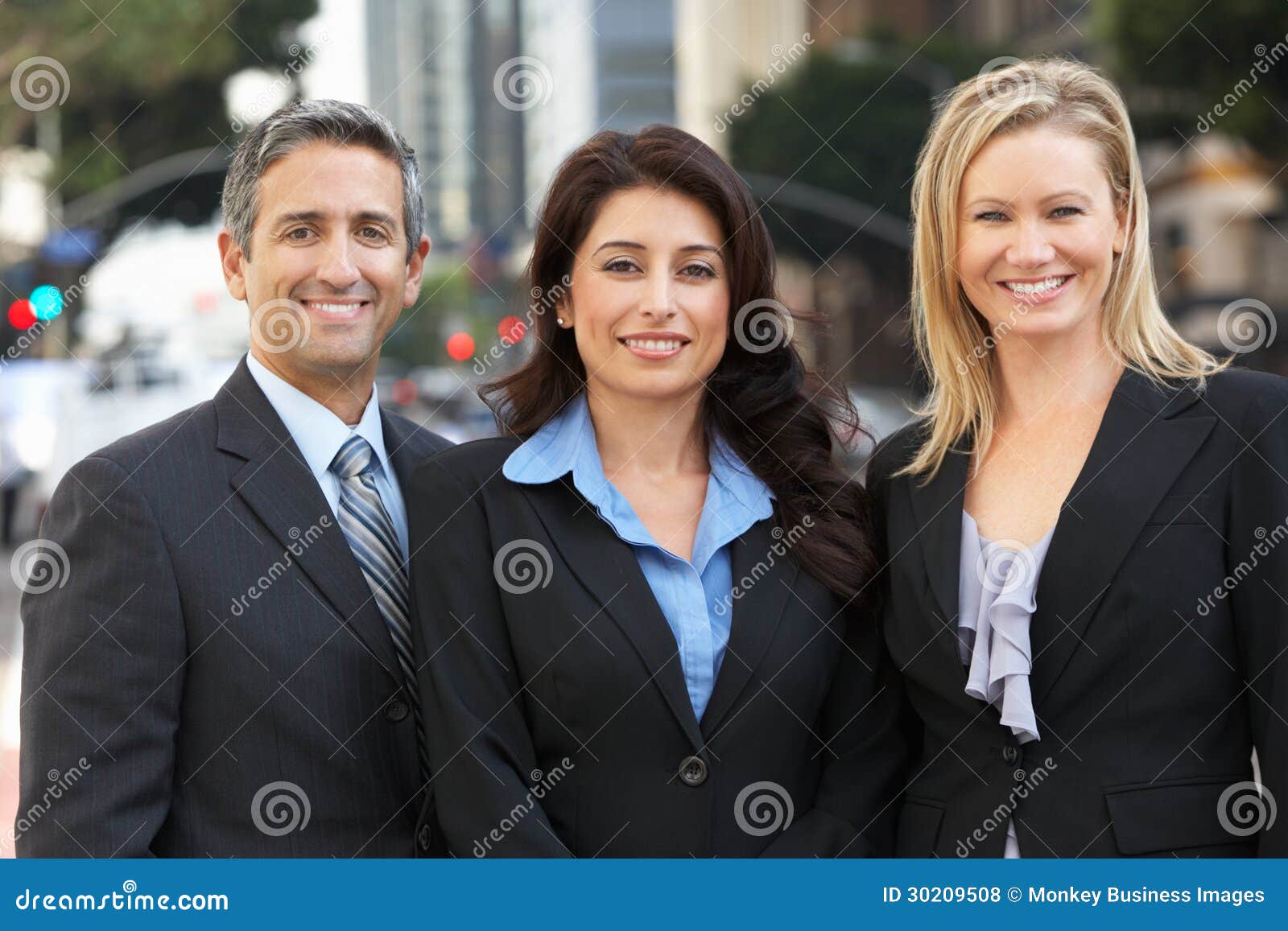 Portrait of Three Business Colleagues Outside Office Stock Photo ...