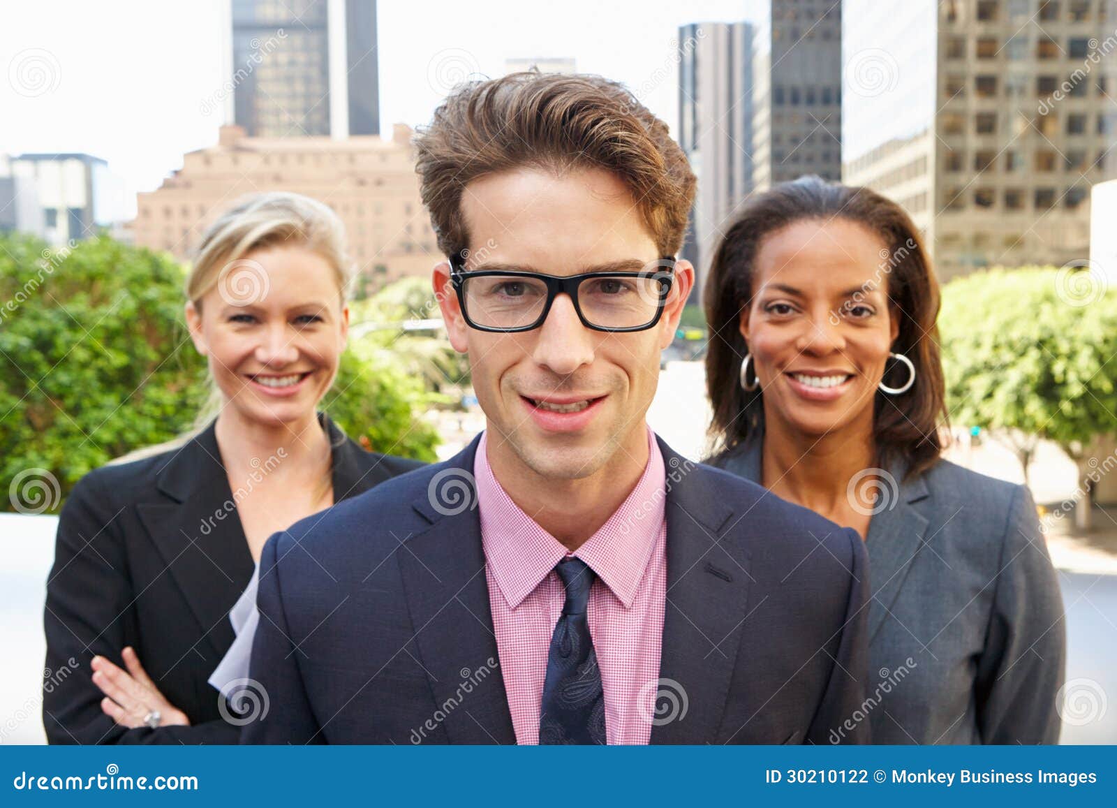 Portrait of Three Business Colleagues Outside Office Stock Photo ...