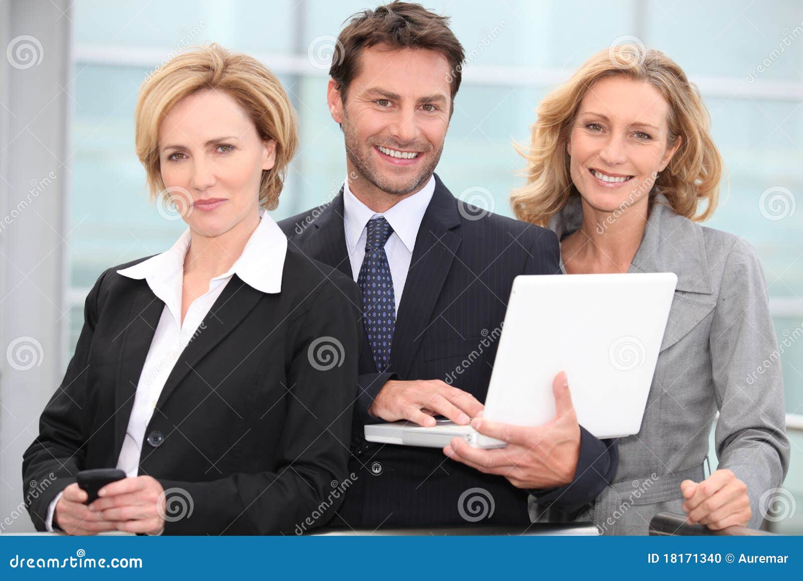 Portrait of Three Business People Outdoors Stock Photo - Image of ...
