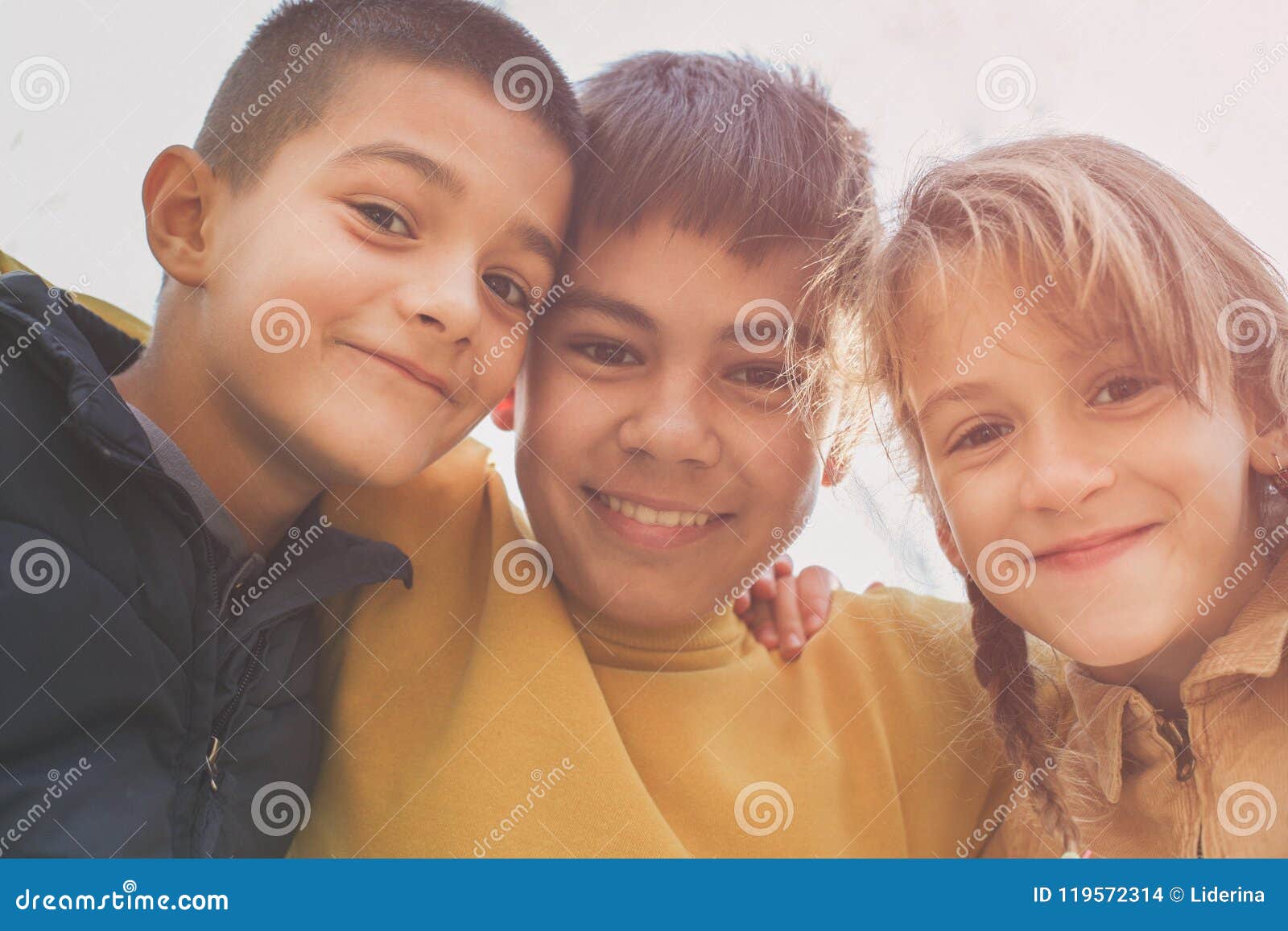 Portrait of Three Children. Stock Photo - Image of carefree, childhood ...