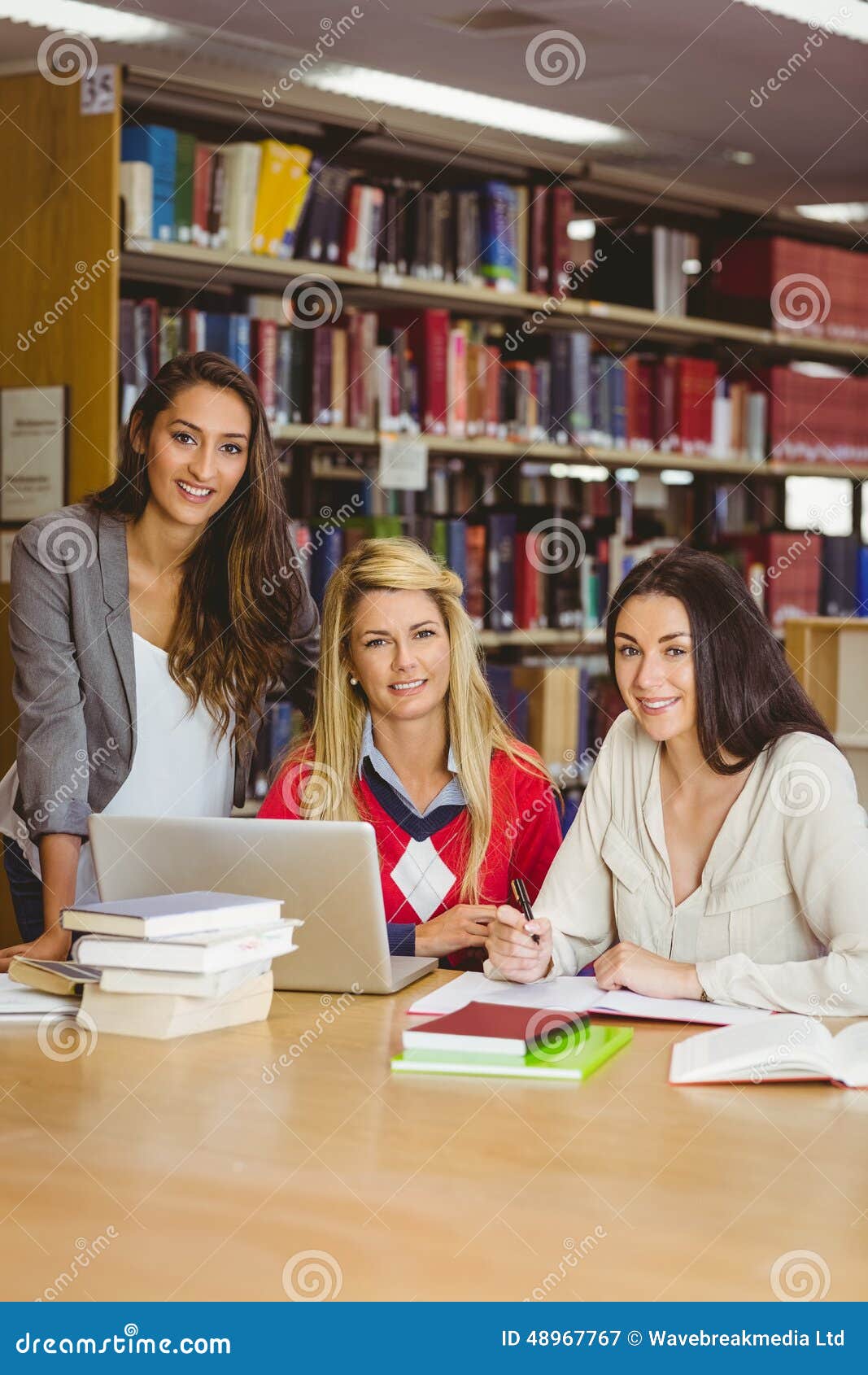 Portrait of Three Classmates Working Together Stock Image - Image of ...