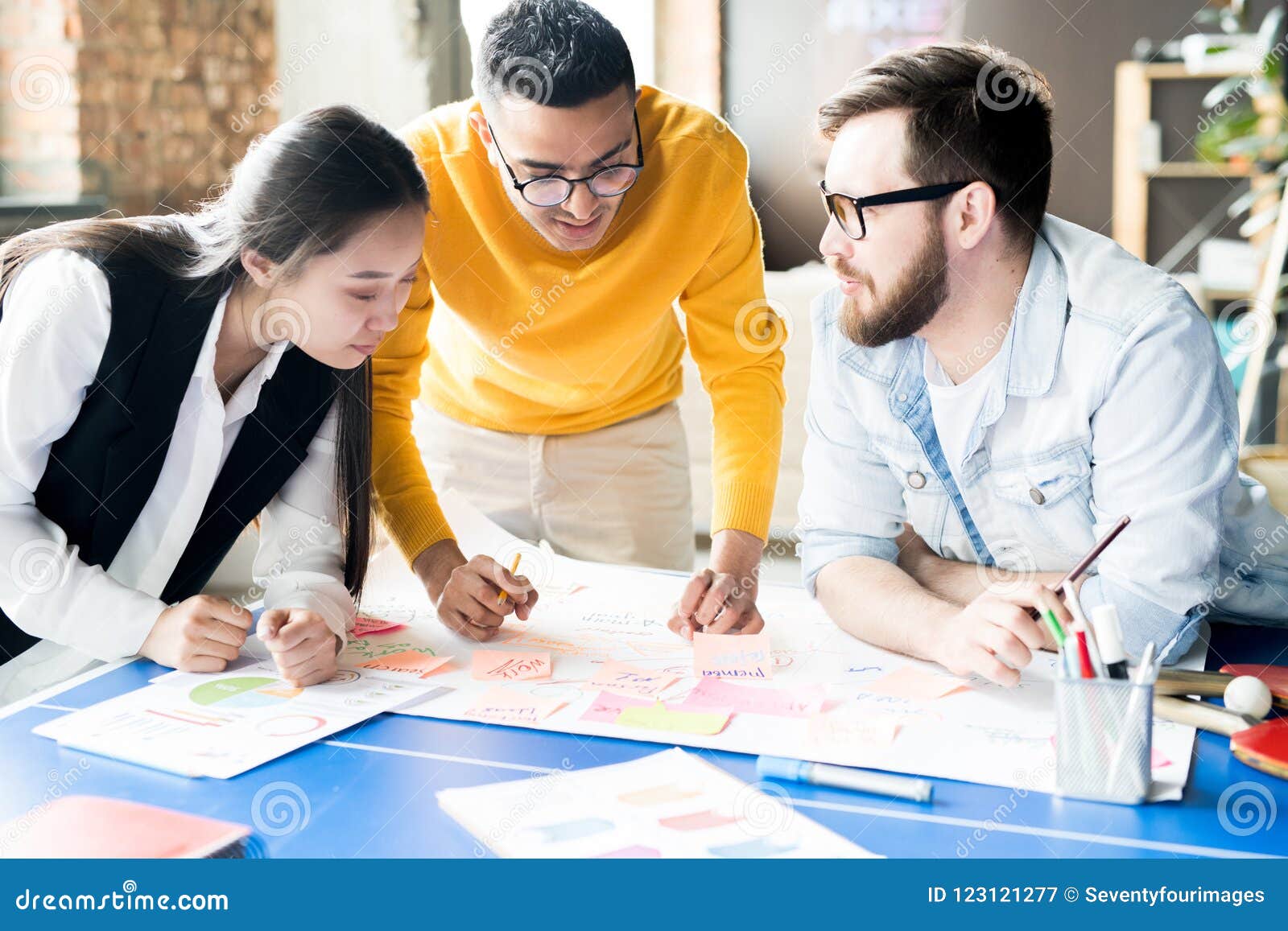 Contemporary Business Team Discussing Projects Stock Image - Image of ...