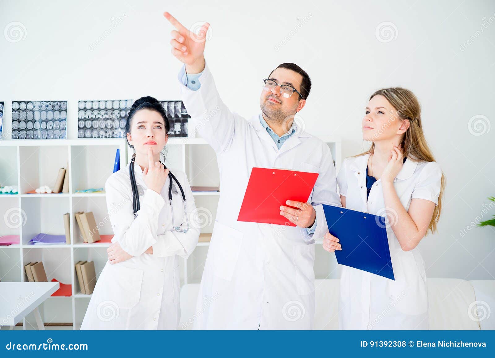 Portrait of three doctors stock photo. Image of medical - 91392308