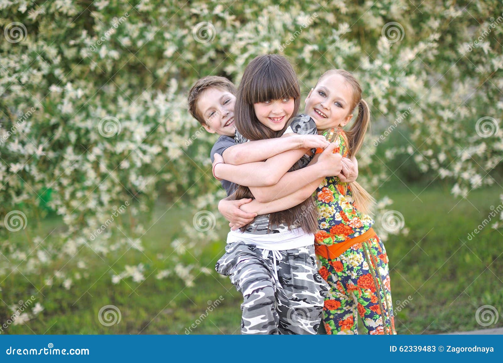 Portrait of three friends stock image. Image of green - 62339483