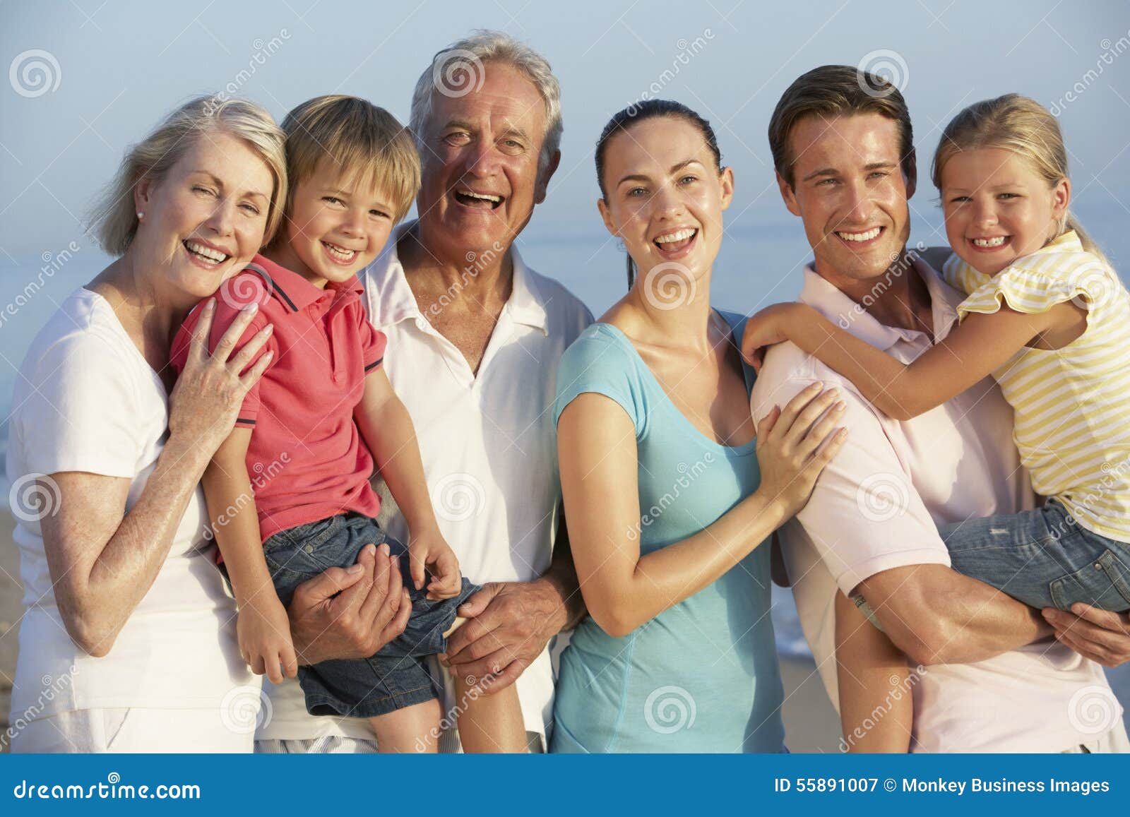 Portrait of Three Generation Family on Beach Holiday Stock Image ...