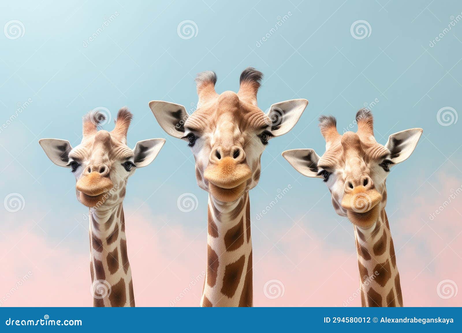 Three Giraffes Take a Selfie Stock Illustration - Illustration of ears ...