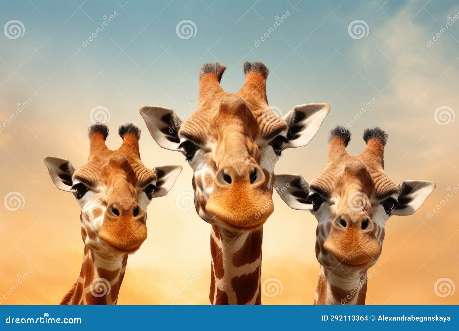 Three Giraffes Take a Selfie Stock Illustration - Illustration of three ...