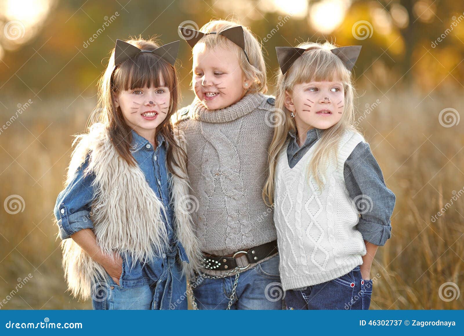 Portrait of three girls stock image. Image of child, love - 46302737