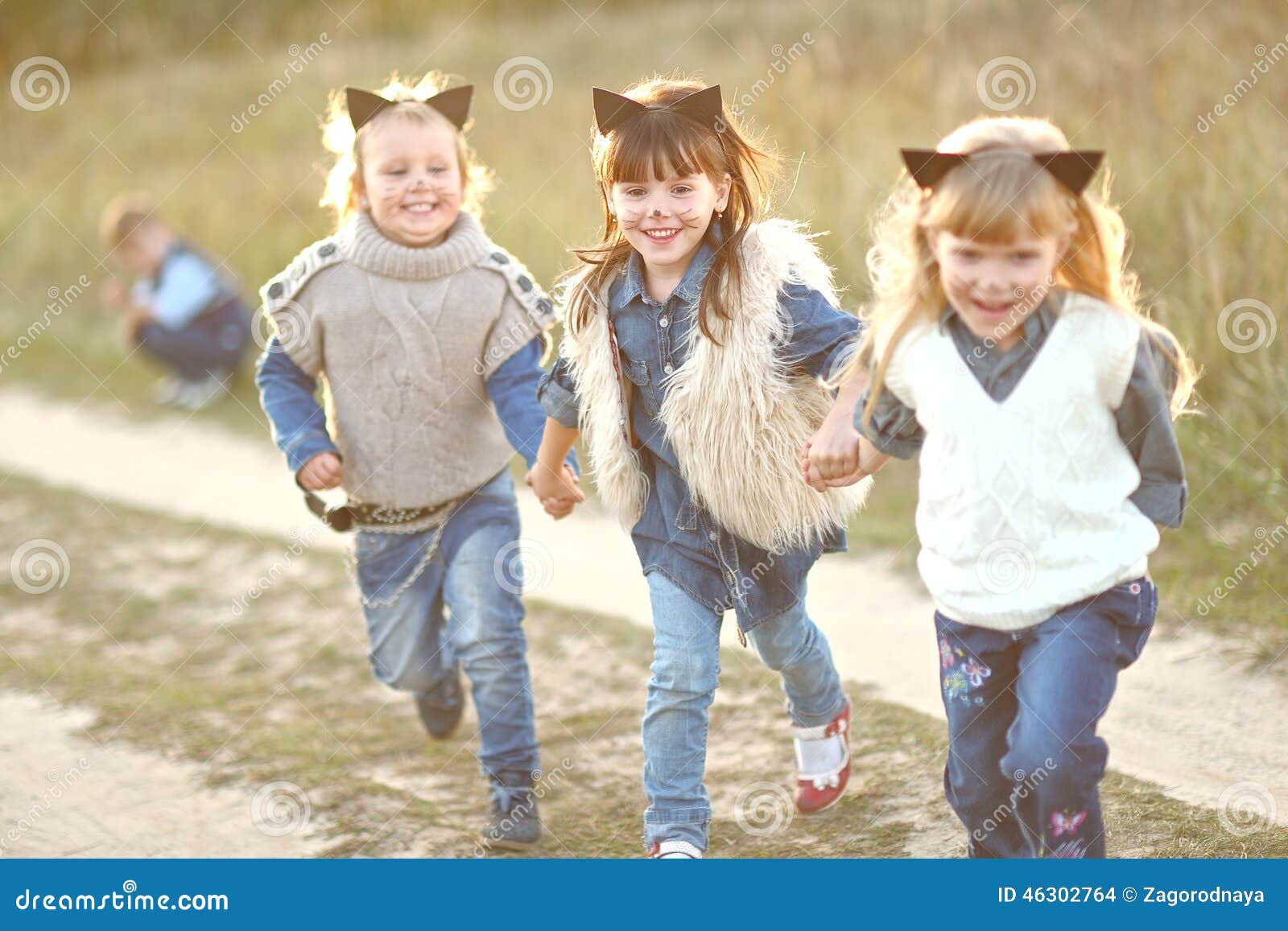Portrait of three girls stock photo. Image of nature - 46302764