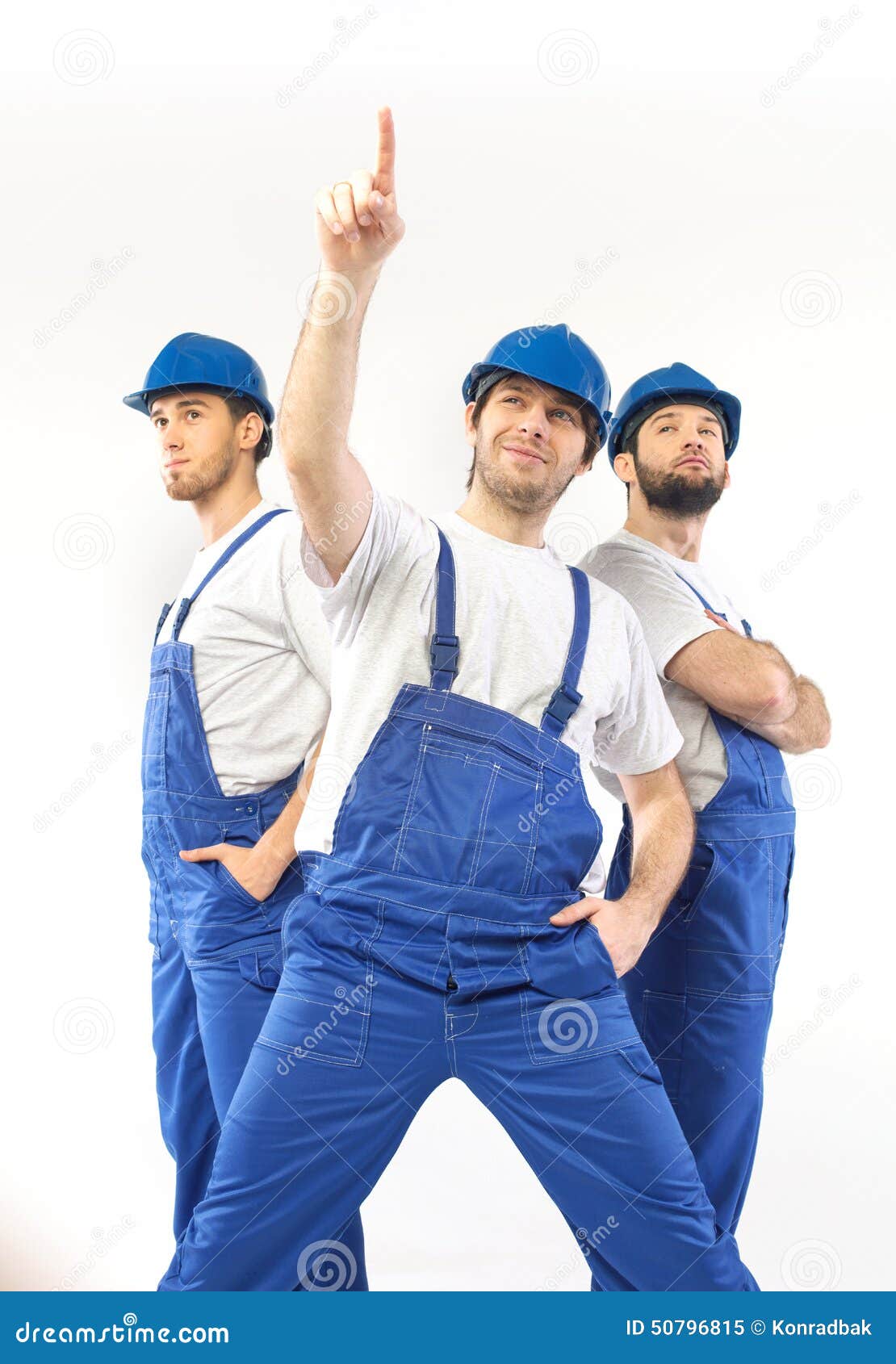 Portrait of Three Handsome Builders Stock Image - Image of employee ...