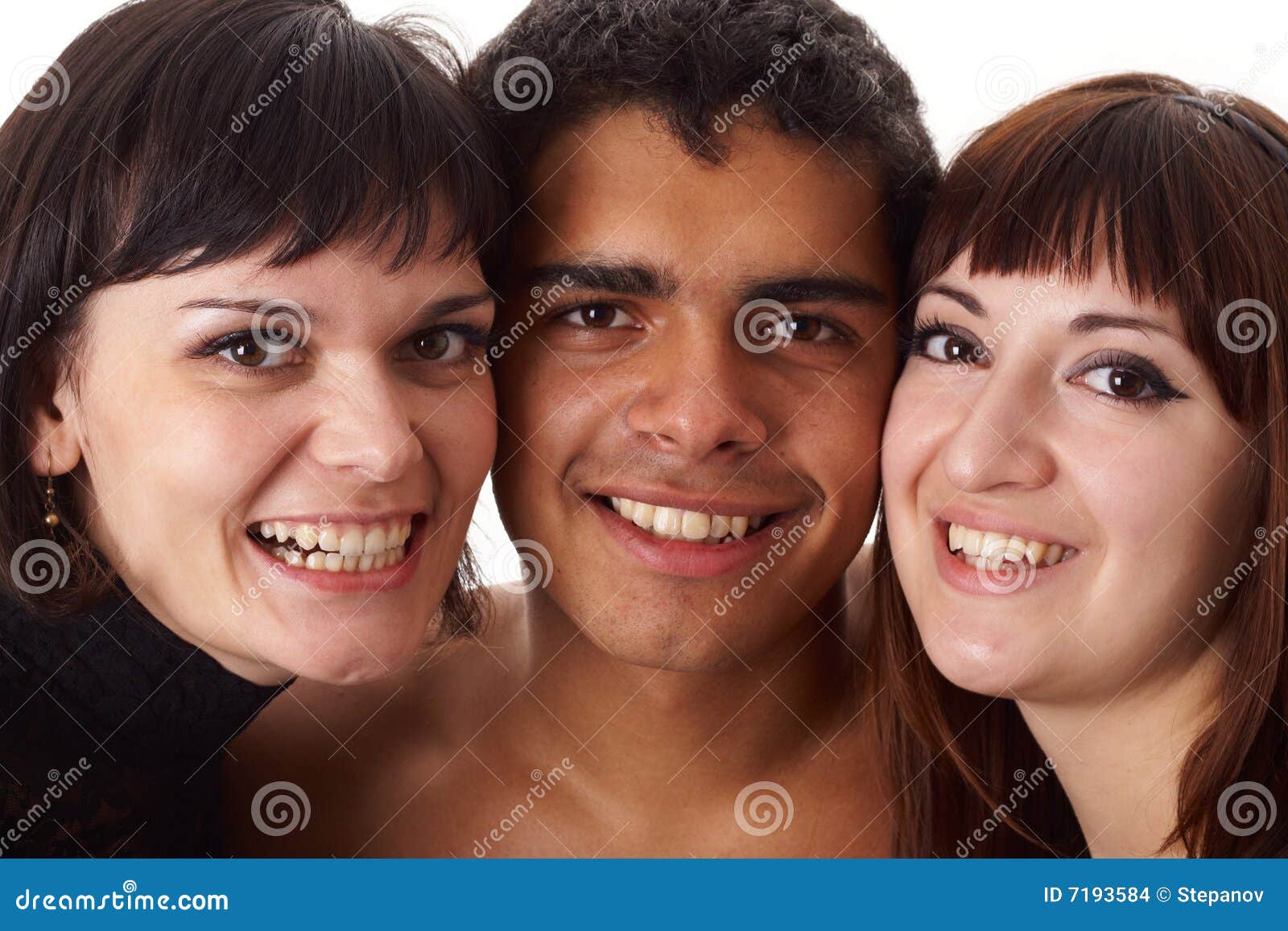Portrait of Three Happy Friends Stock Photo - Image of male, color: 7193584