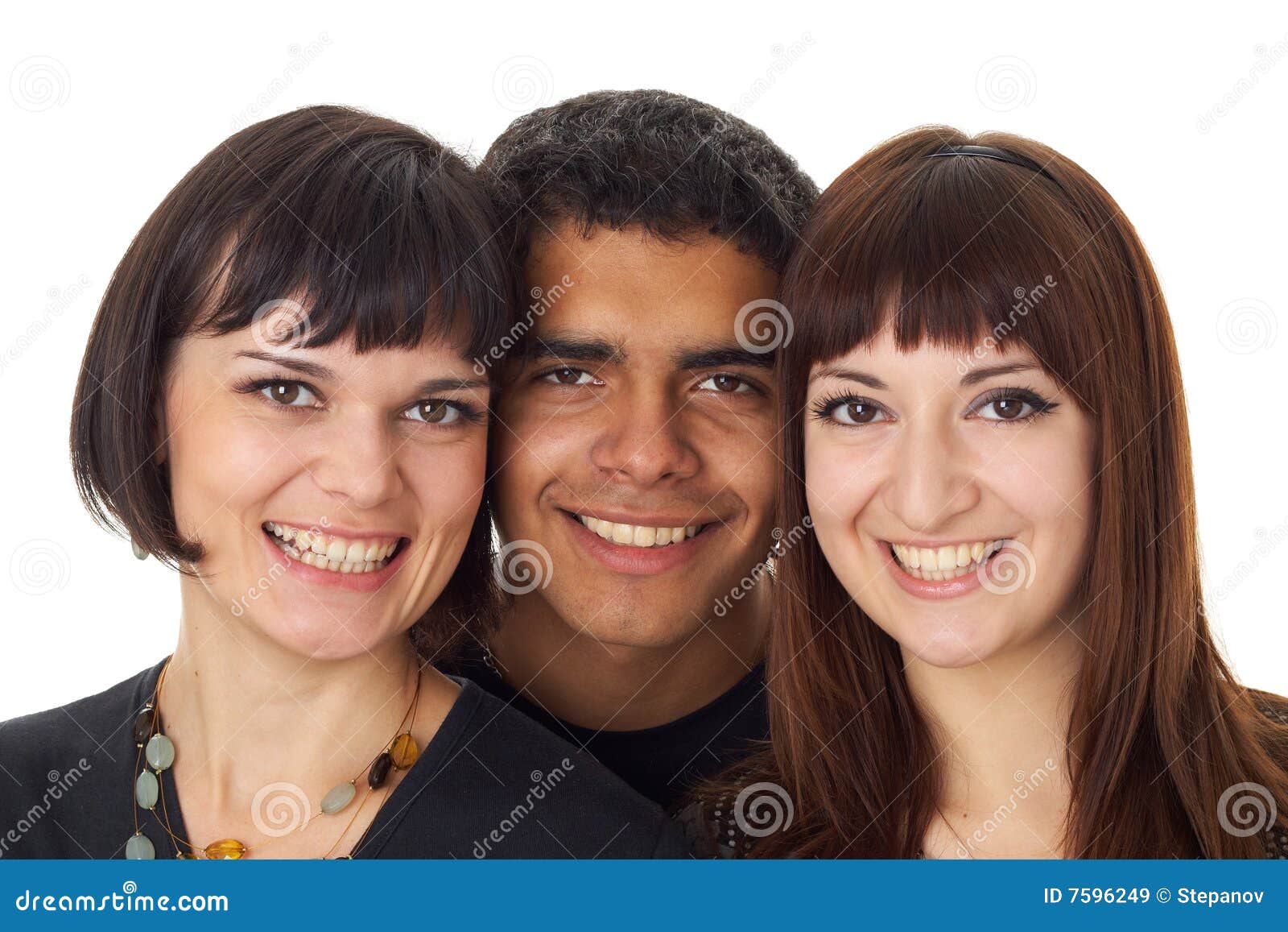 Portrait of Three Happy Friends Stock Image - Image of female ...