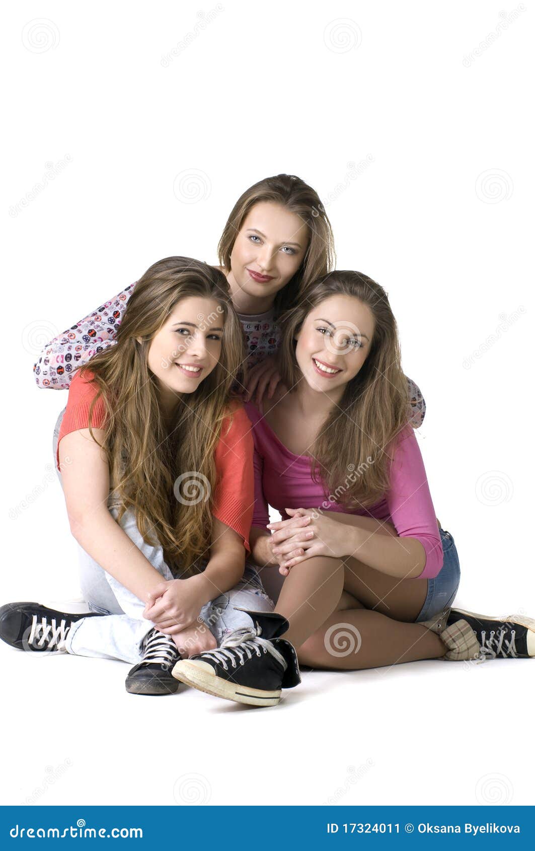 Portrait of Three Happy Girls Stock Image - Image of design, facial ...