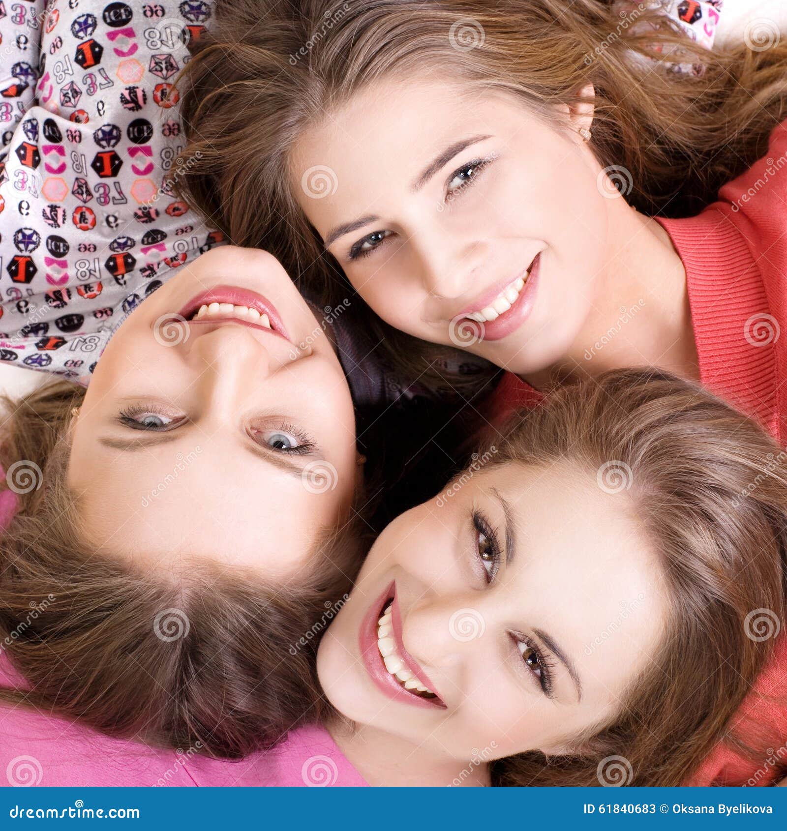 Portrait of Three Happy Girls Stock Image - Image of isolated ...
