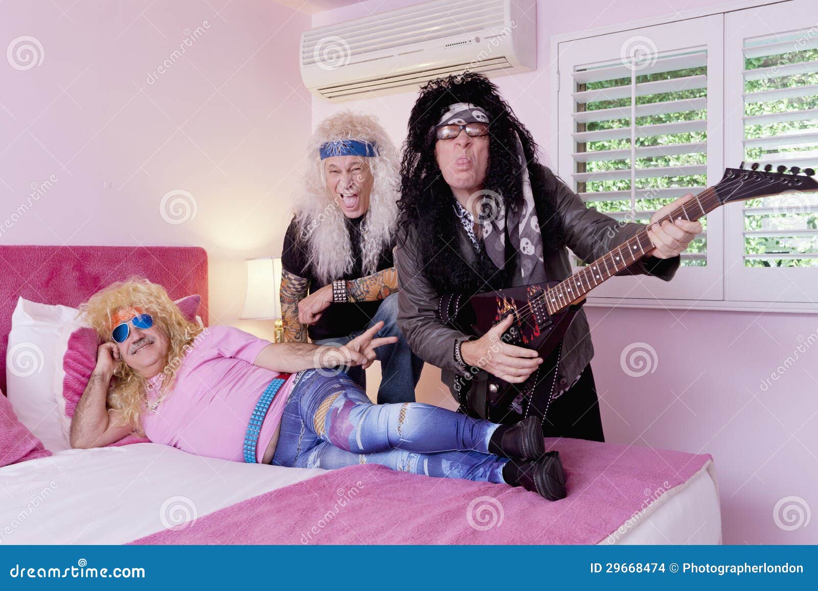 Portrait of Three Hippie Musicians Stock Photo - Image of male, hair ...